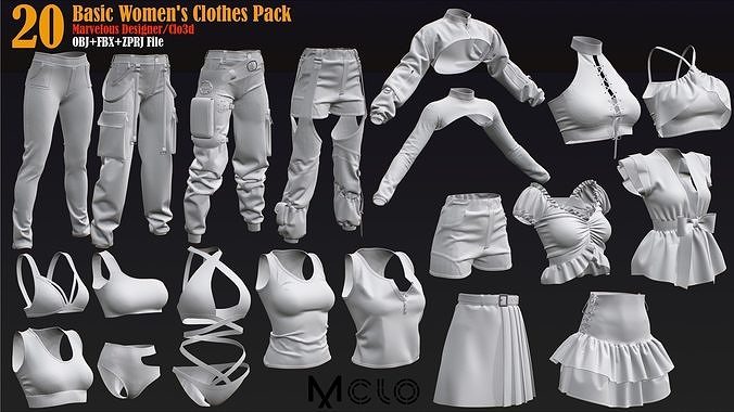 20 Basic Women Clothes Pack 3D model | CGTrader