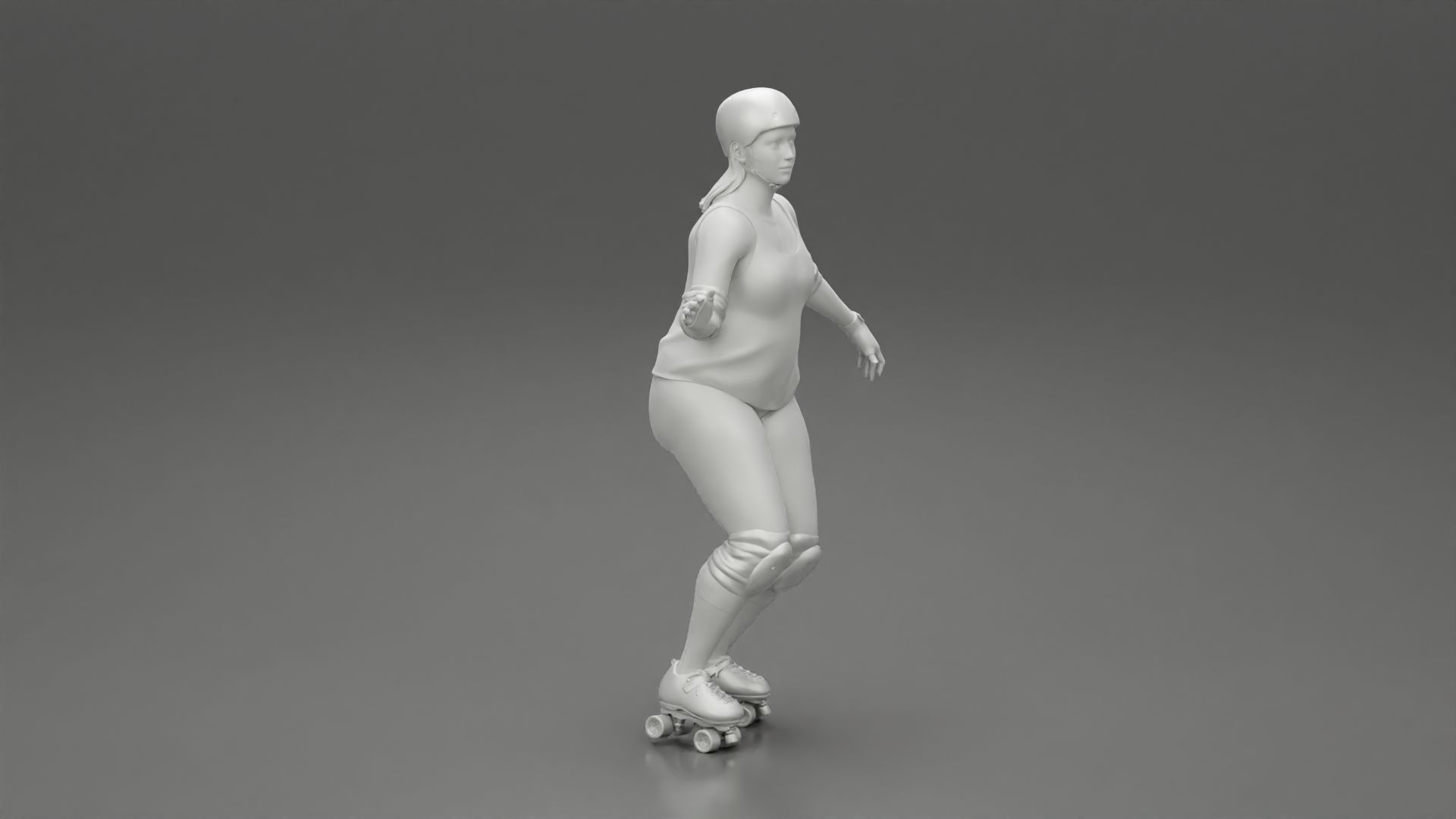 overweight derby girl roller skating 3D model 3D printable | CGTrader