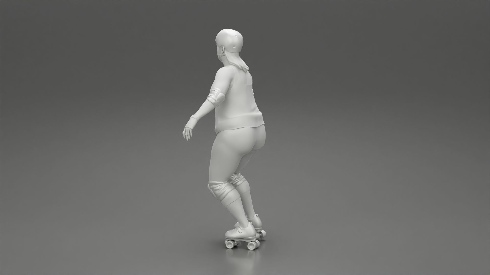 overweight derby girl roller skating 3D model 3D printable | CGTrader