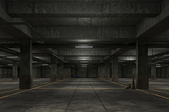 3D model basement low poly underground parking 02 VR / AR / low-poly ...