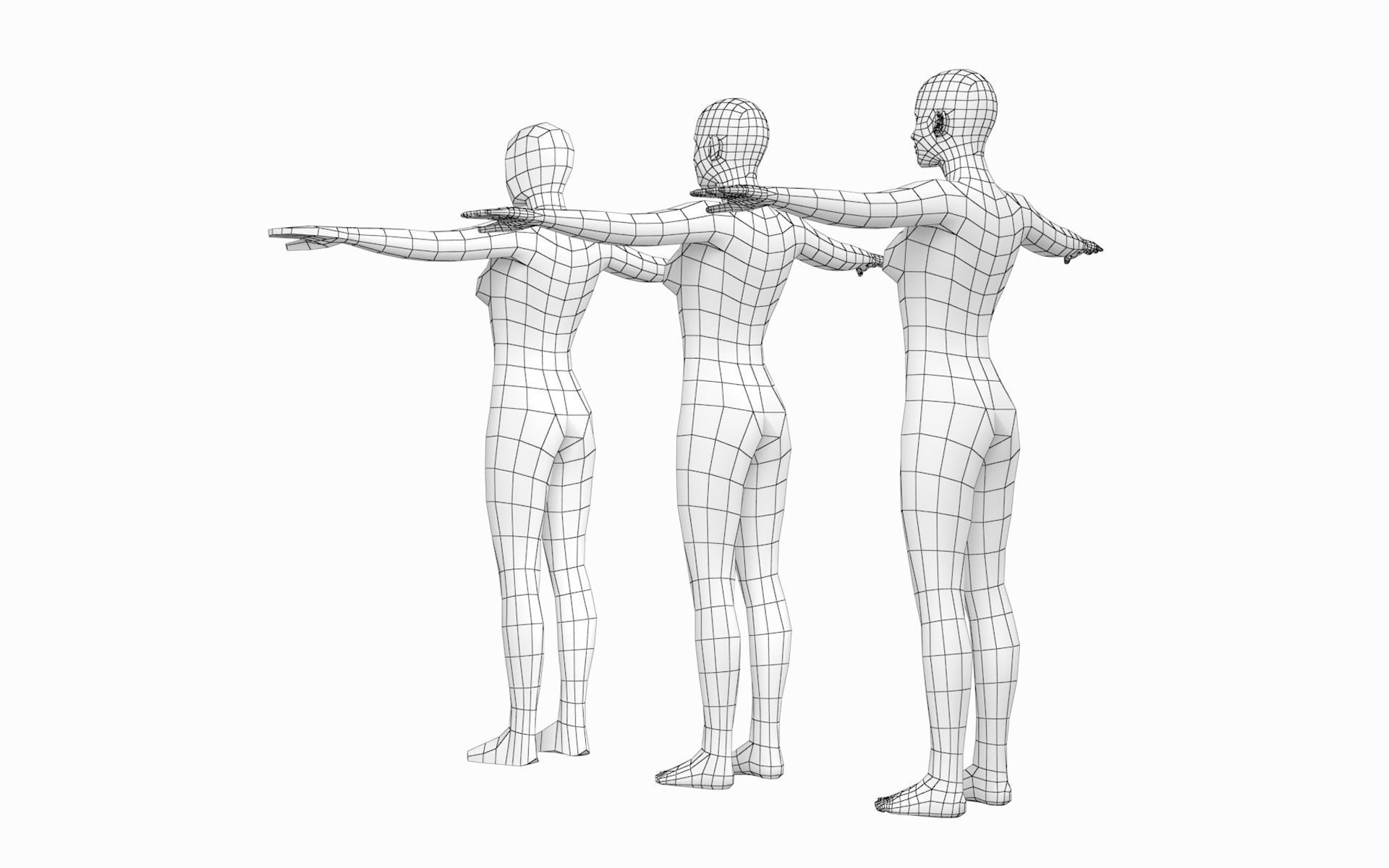 Natural Female and Male in T-Pose Base Mesh BUNDLE 3D model | CGTrader