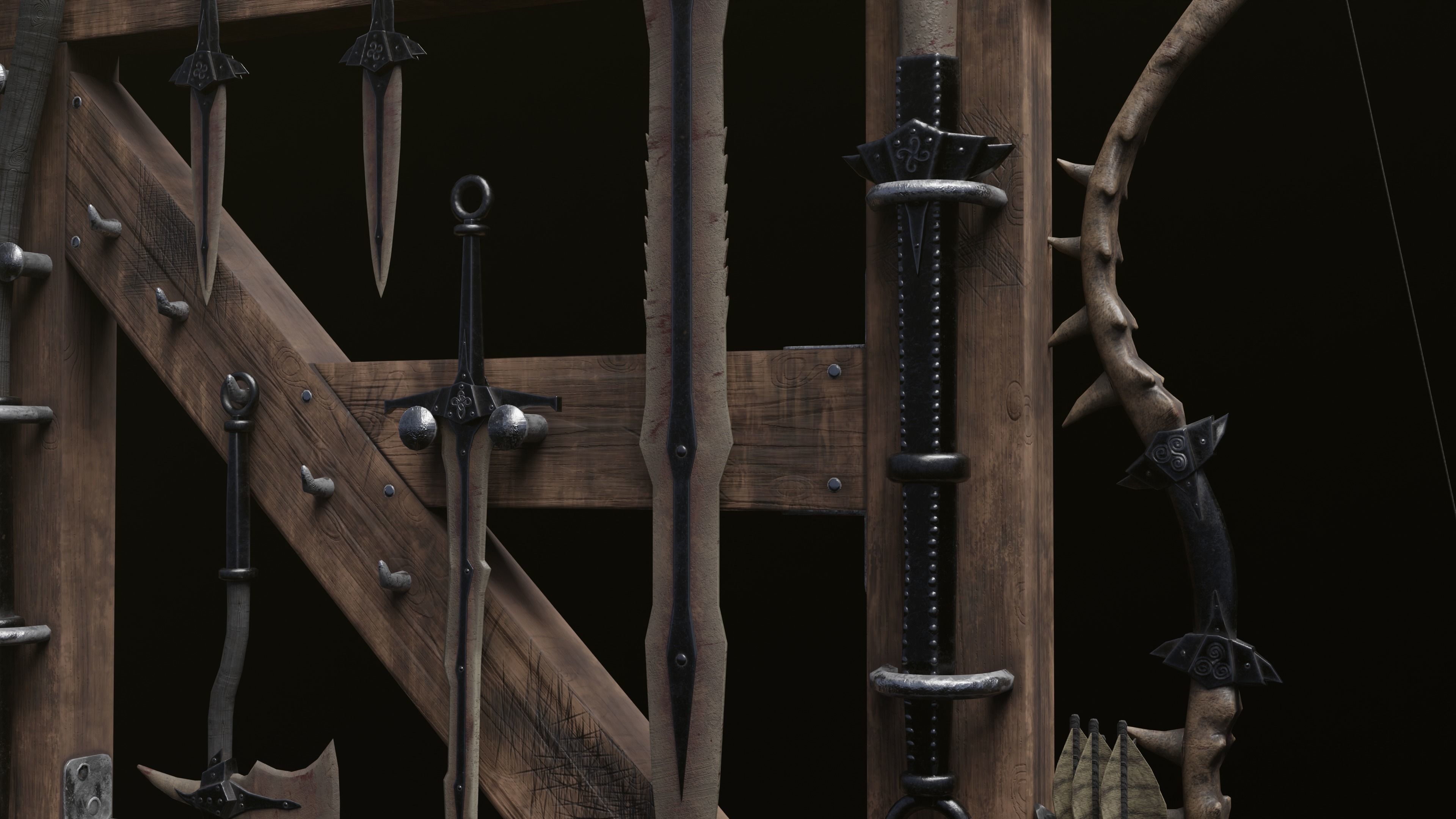 3D model Skyrim Dragon Bon Weapon set VR / AR / low-poly | CGTrader