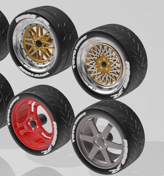 PACK OF 6 DIFFERENT JDM WHEELS AND TIRES FOR SCALE AUTOS 3D model 3D ...