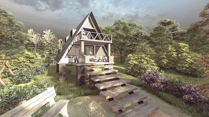 Two story A Frame house 3D model | CGTrader