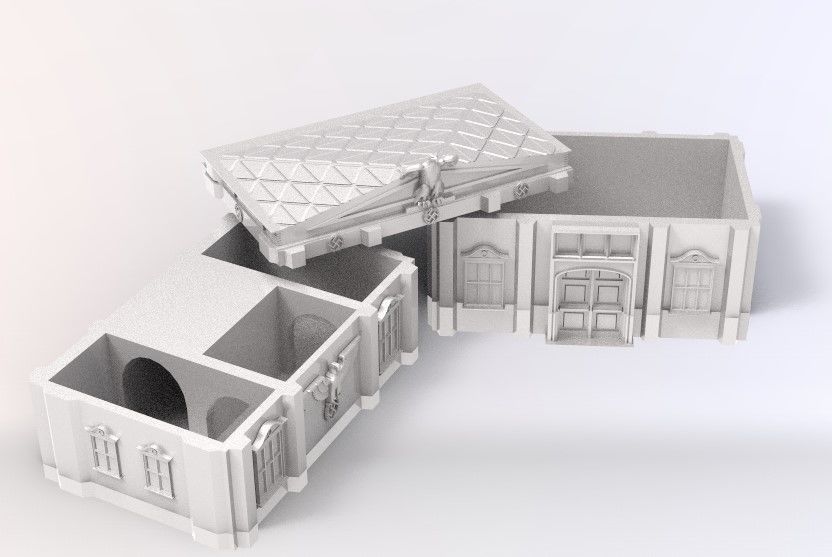 WW2 GERMAN BUILD WITH EAGLE AND FLAGS 3D model 3D printable | CGTrader