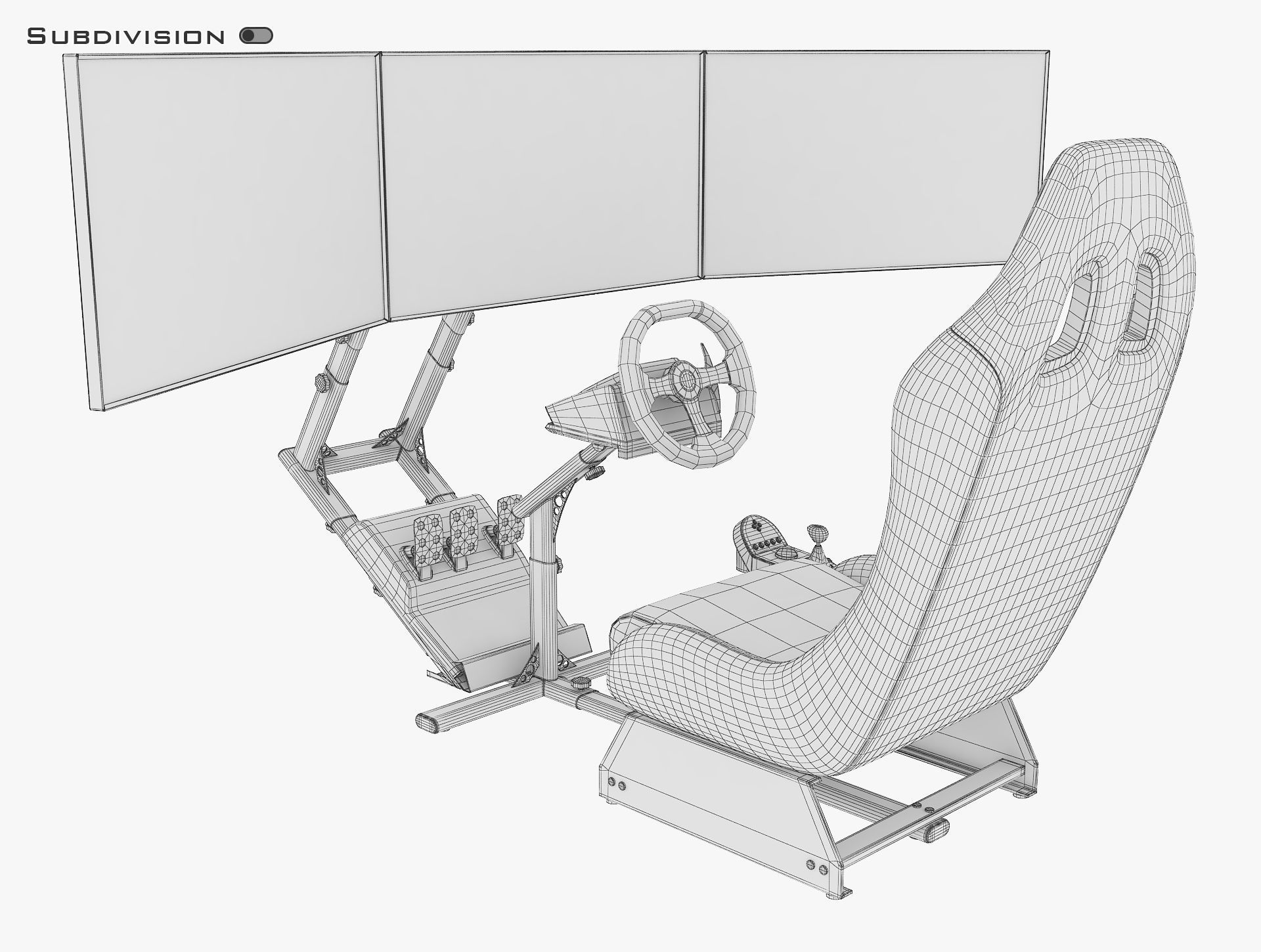Racing Game Simulator Triple Display v 1 3D model | CGTrader