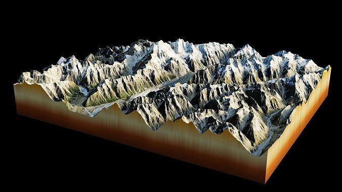Mount Cook Southern Alps Mountain range 3D Model Terrain 3D model ...