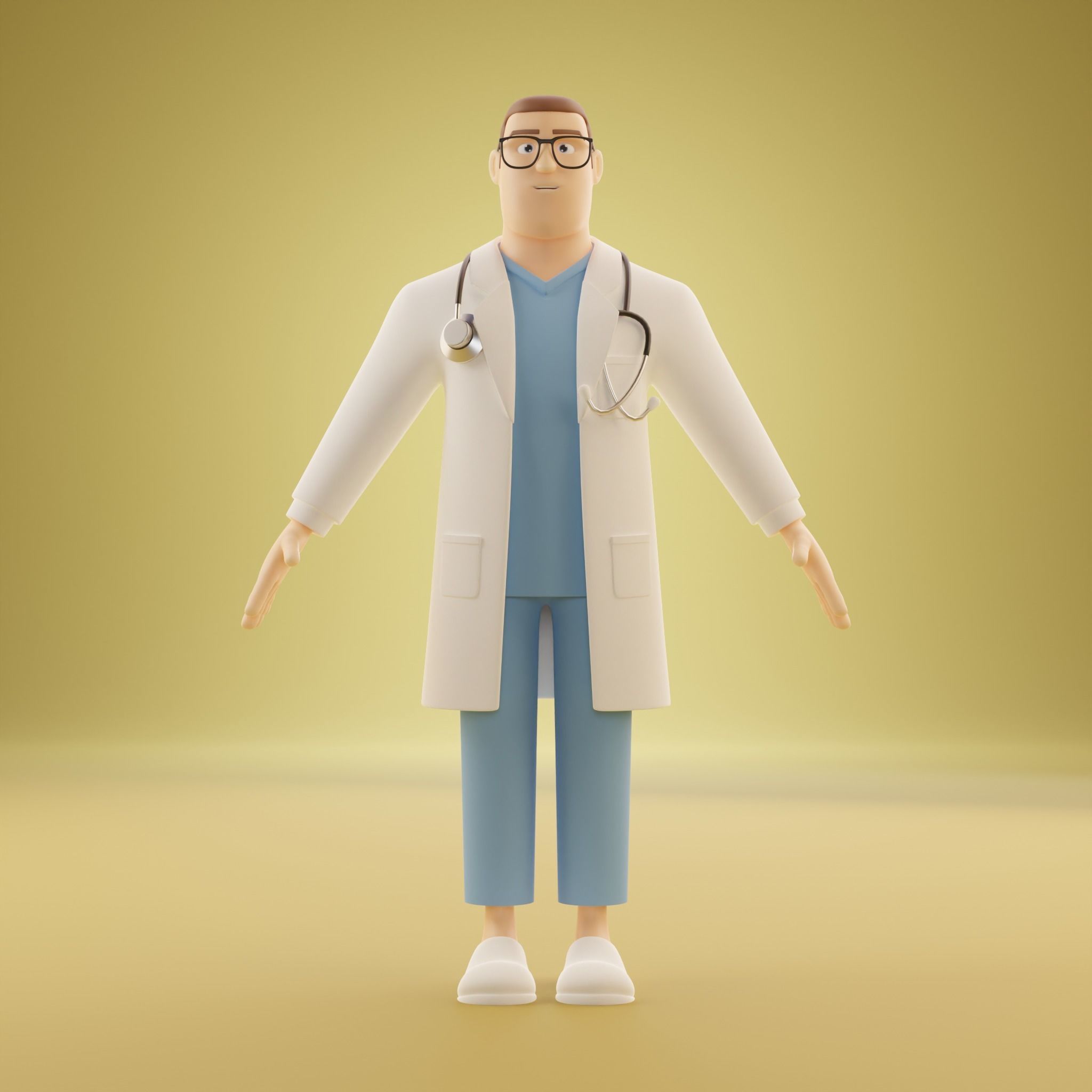 Doctor Male Cartoon Character Illustration 3D model 3D model | CGTrader