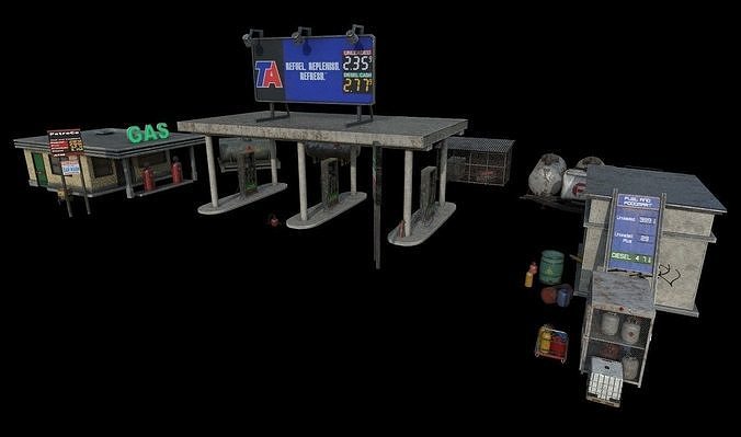 3D model Gas Station Pack VR / AR / low-poly | CGTrader