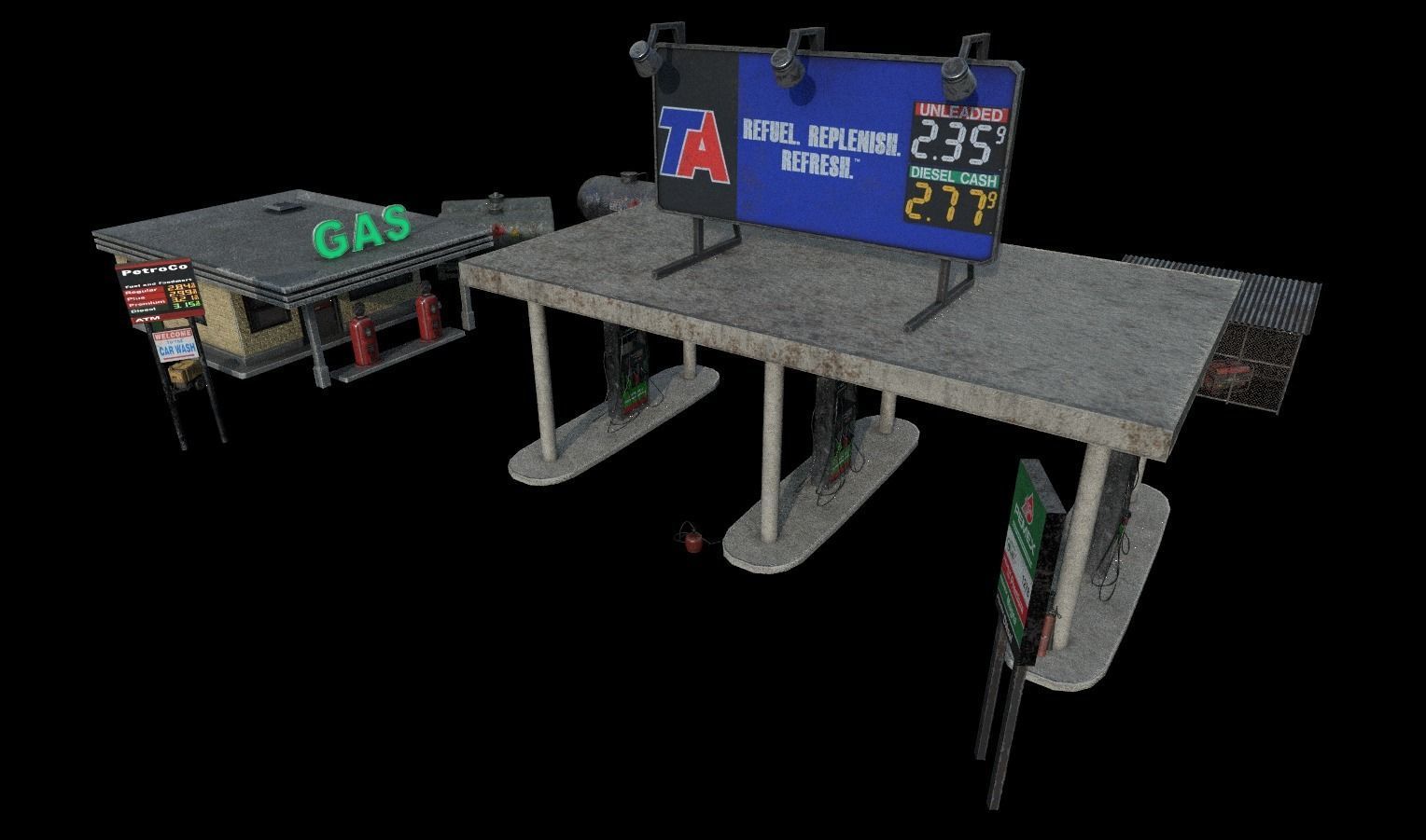 3D model Gas Station Pack VR / AR / low-poly | CGTrader