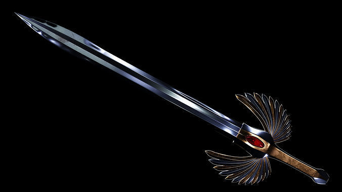 3D model Elven fantasy sword gold and silver gameready VR / AR / low ...