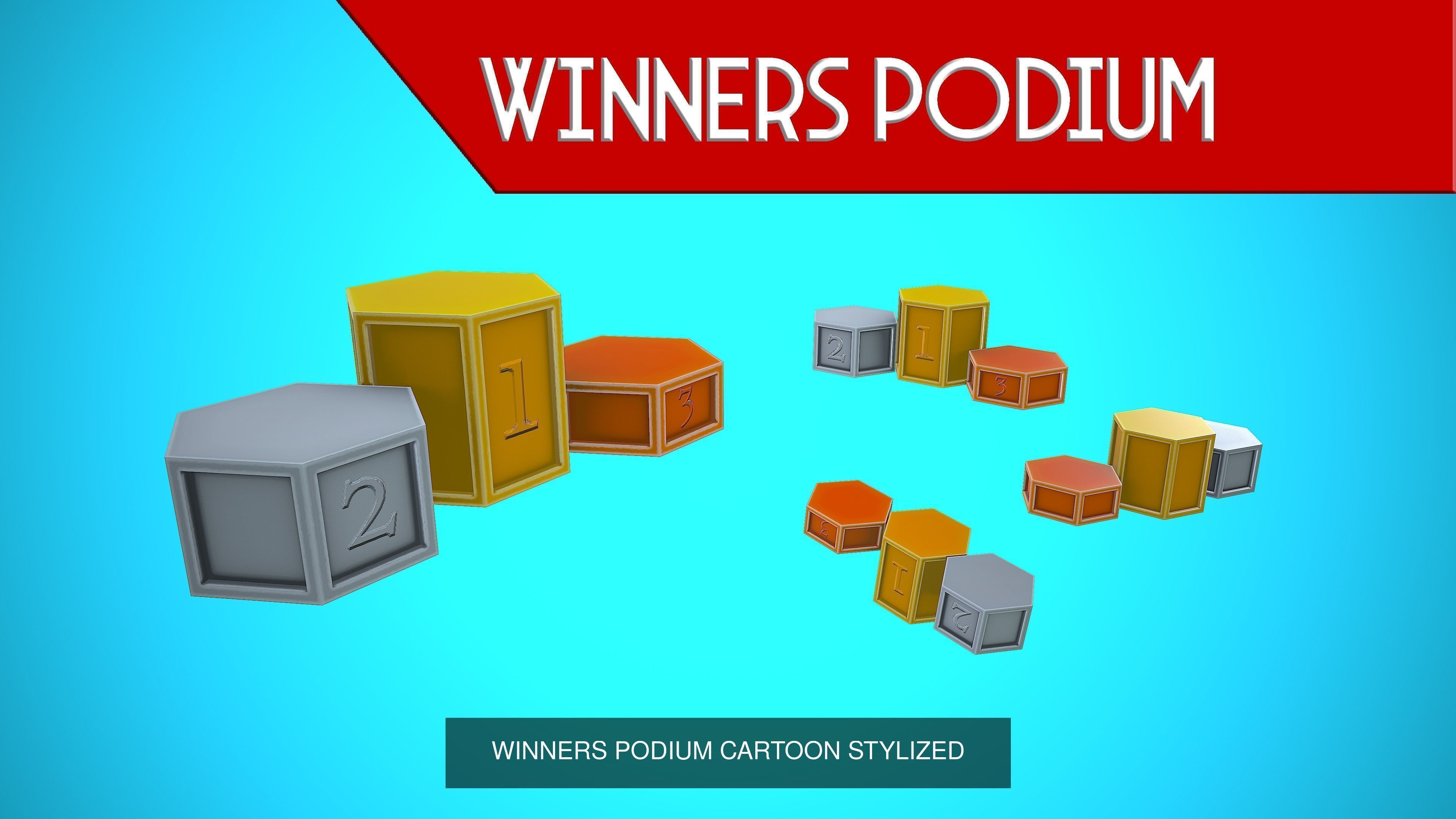 WINNERS PODIUM PACK CARTOON STYLIZED 3D Model Collection | CGTrader