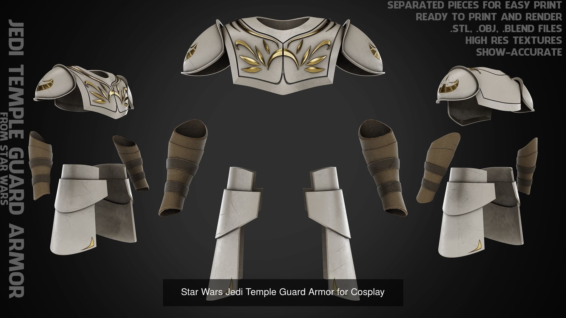 Jedi Temple Guard Full Armor and Lightsaber for Cosplay 3D Model ...