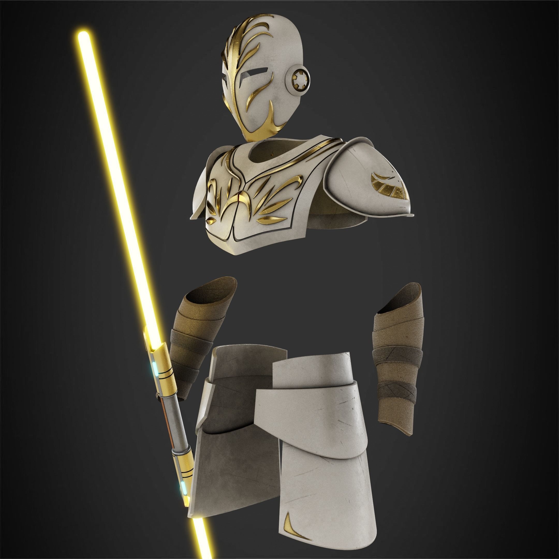 Jedi Temple Guard Full Armor and Lightsaber for Cosplay 3D Model ...