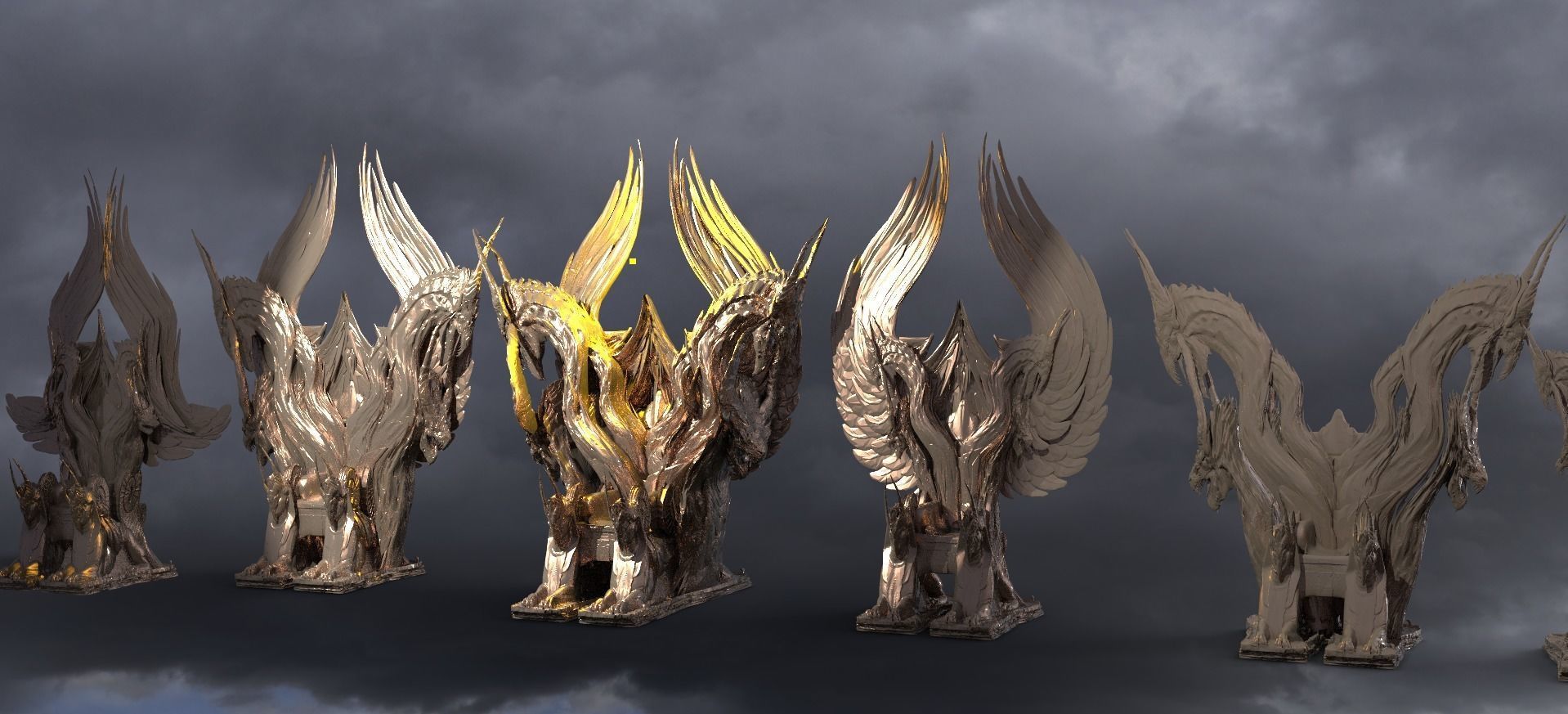 Gold Serpent Throne 8 designs 3D model | CGTrader
