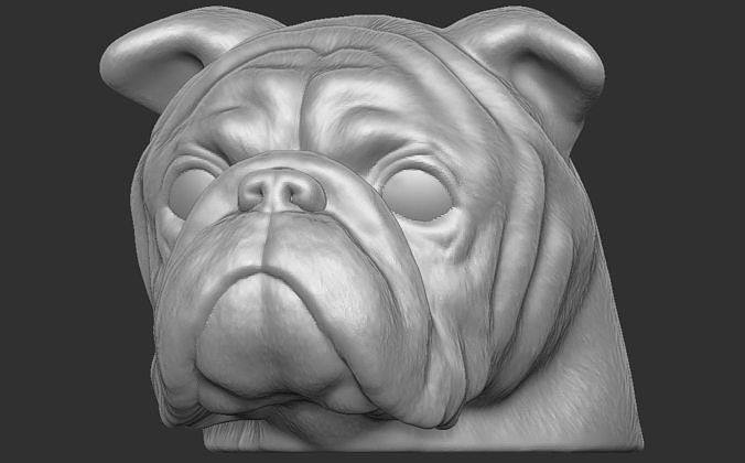 Puppy of English Bulldog dog head for 3D printing 3D model 3D printable ...