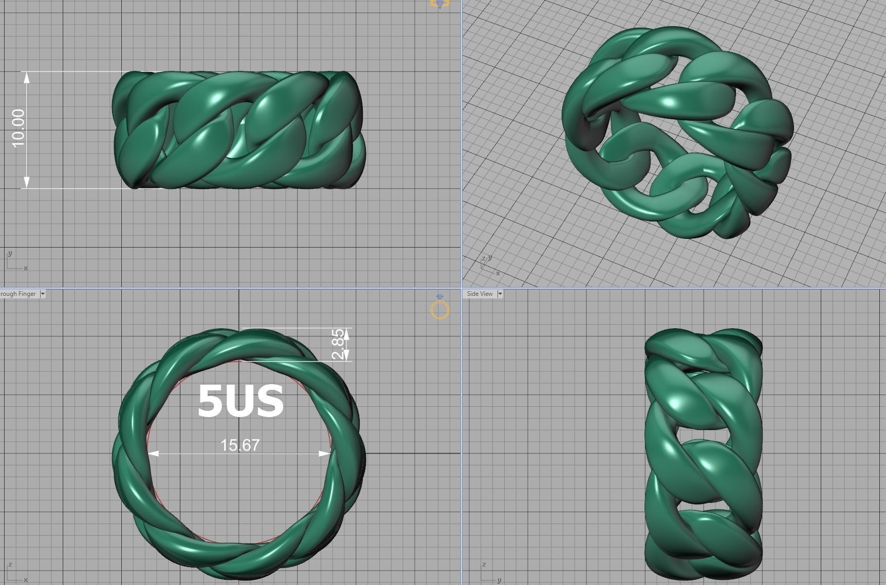 Heavy Cuban Chain Ring Miami Cuban Ring 3dmodel 5-8US sizes 3D model 3D ...