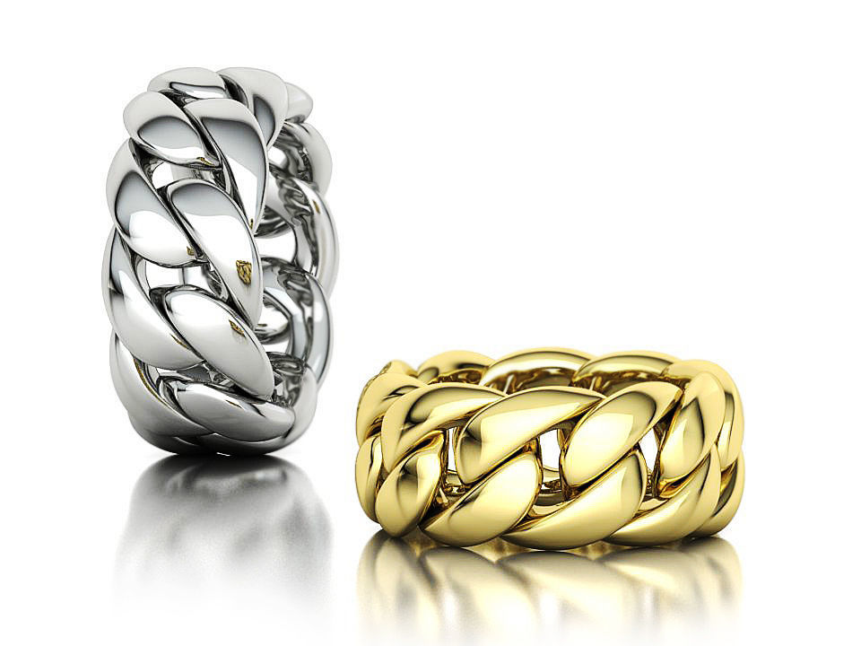 Heavy Cuban Chain Ring Miami Cuban Ring 3dmodel 5-8US sizes 3D model 3D ...