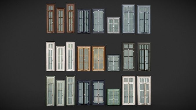 3D model A Collection of 3D Window in Rectangle Styles VR / AR / low ...