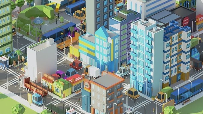 3D model Simple Poly City 2 VR / AR / low-poly | CGTrader
