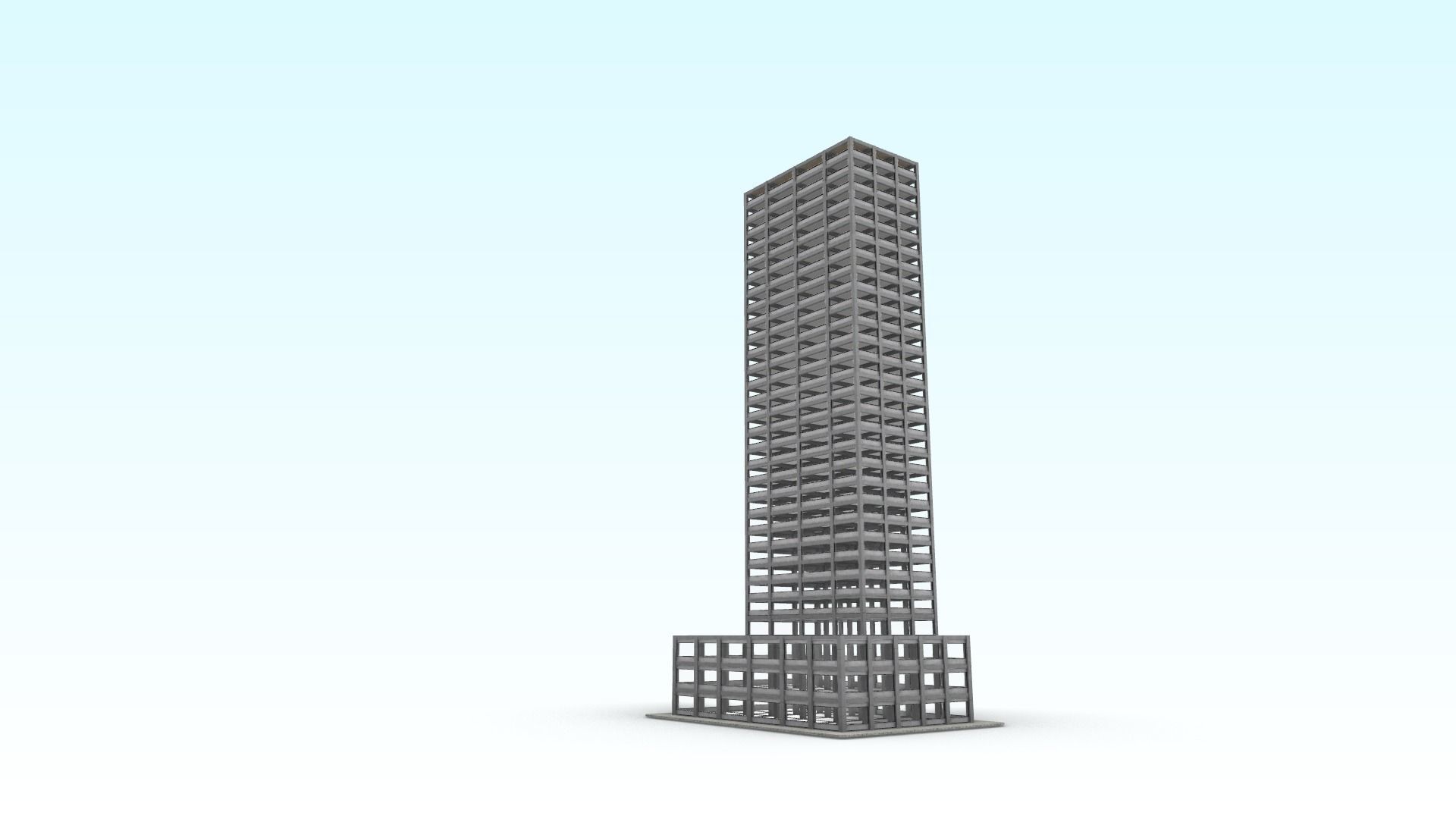 Reinforced concrete high-rise building 3D model | CGTrader