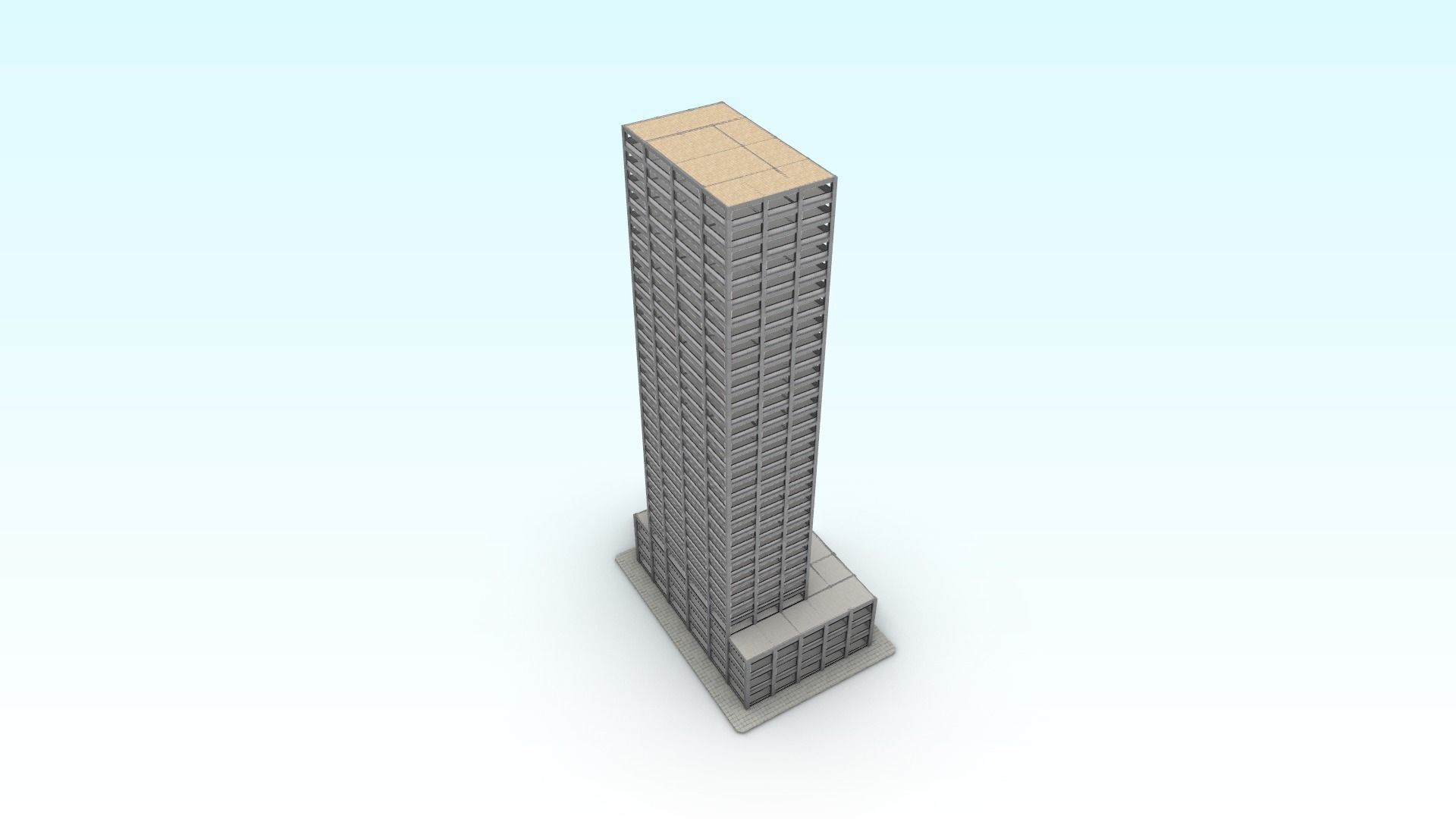 Reinforced concrete high-rise building 3D model | CGTrader