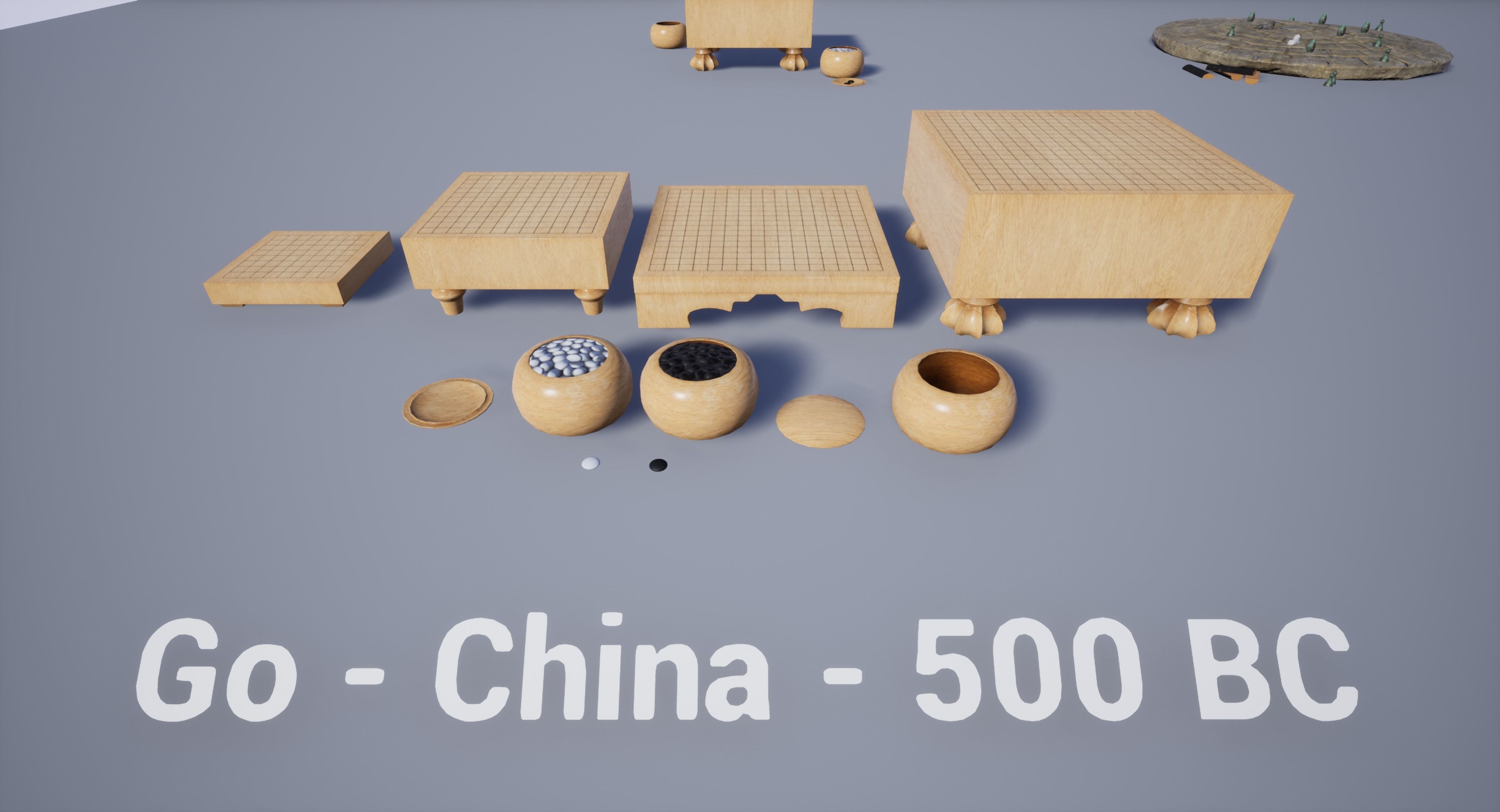 3D model Go - Gameready Chinese boardgame models - 4 sizes VR / AR ...