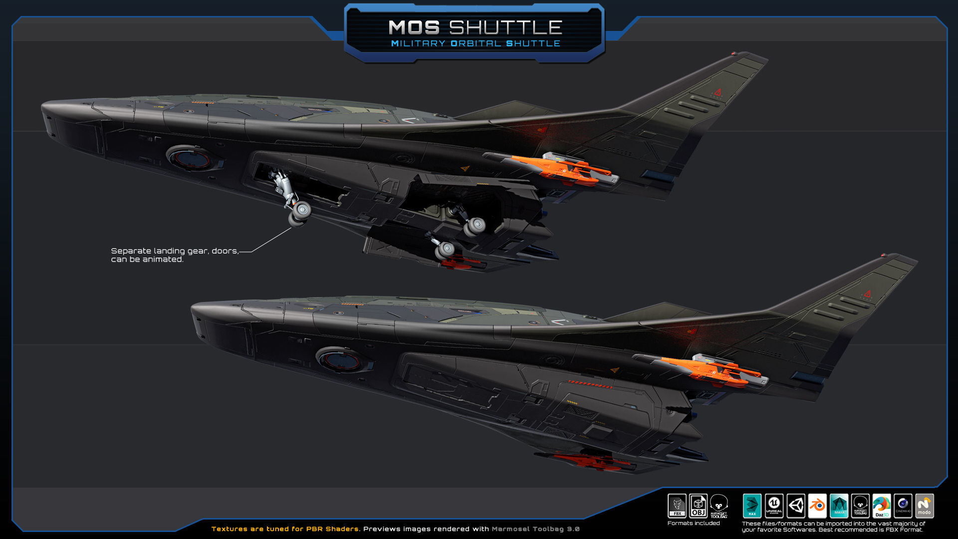 3D model MOS - Shuttle Spacecraft - Military Orbital Shuttle VR / AR ...