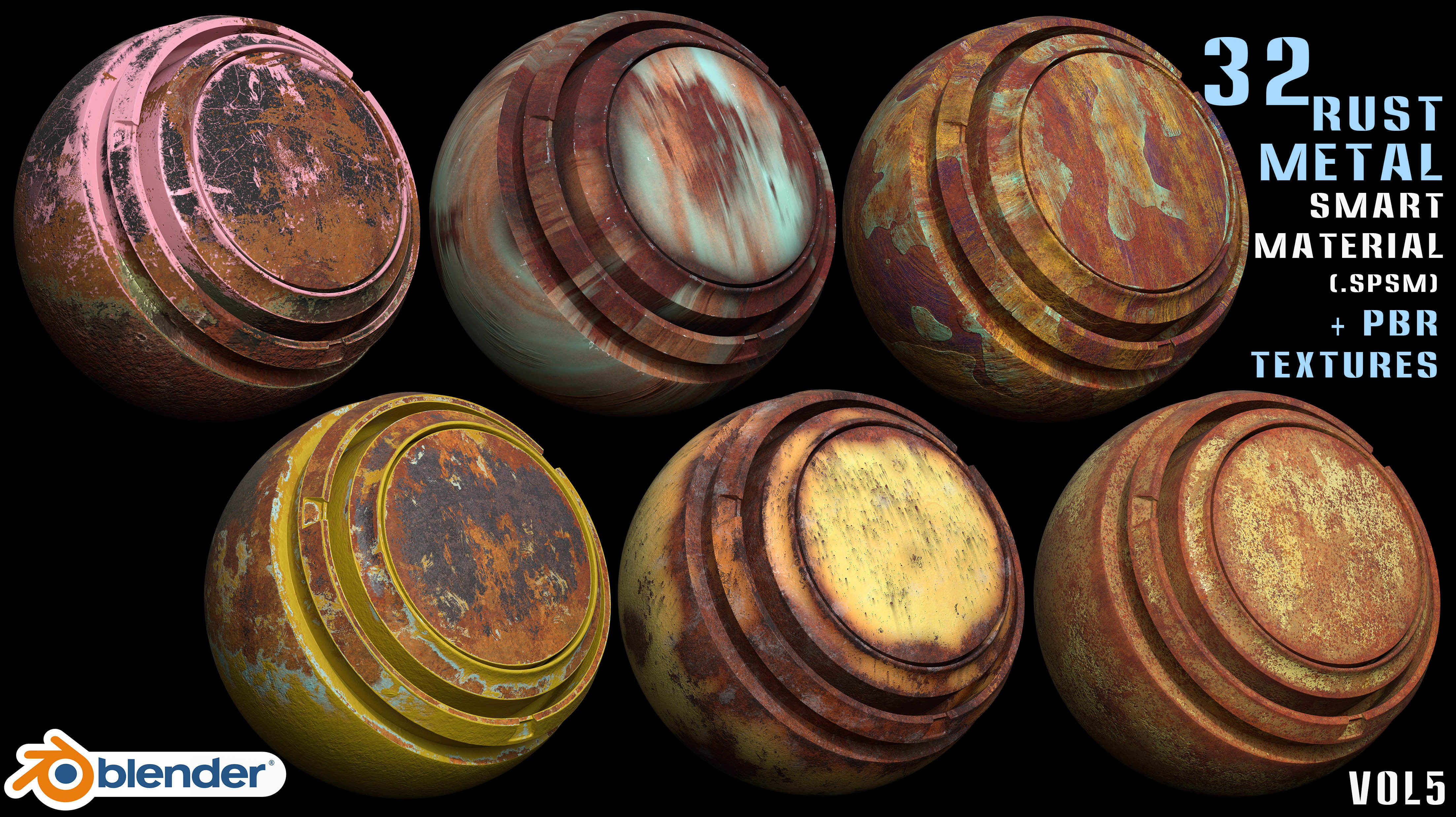 32 Rust Metal Smart Material and 4k Bpr Textures - Vol 5 Texture | CGTrader