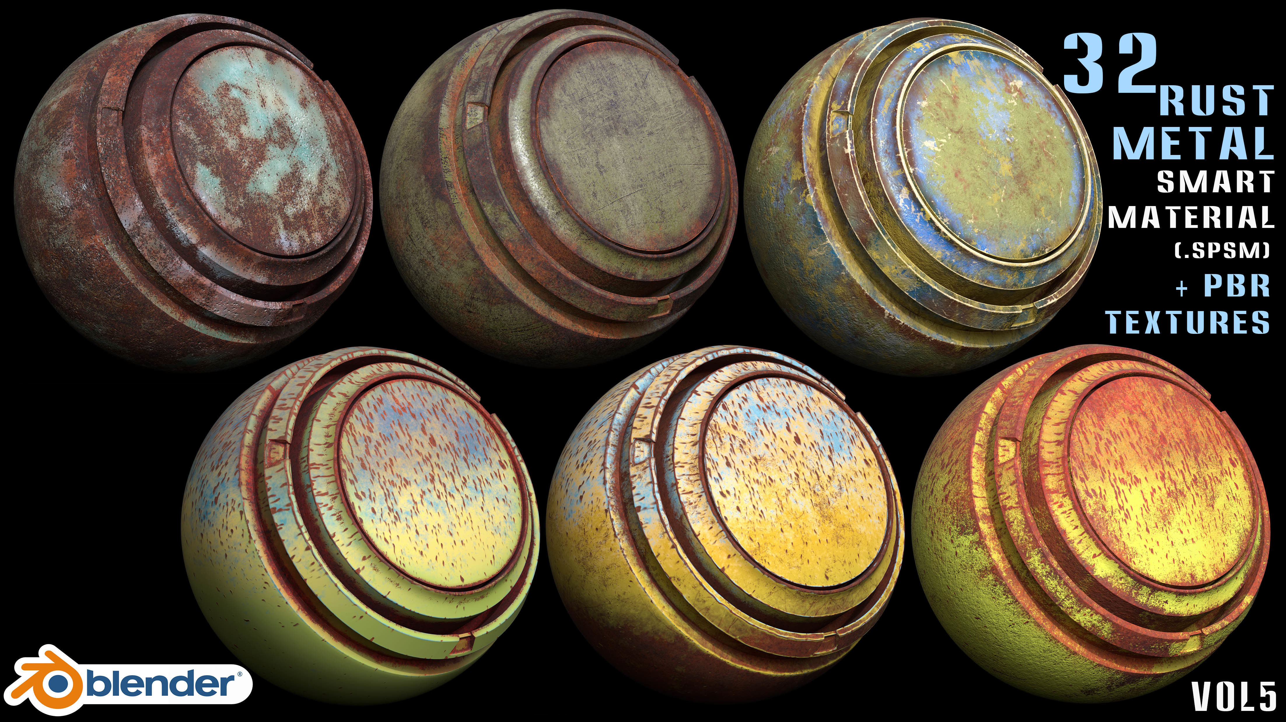 32 Rust Metal Smart Material and 4k Bpr Textures - Vol 5 Texture | CGTrader