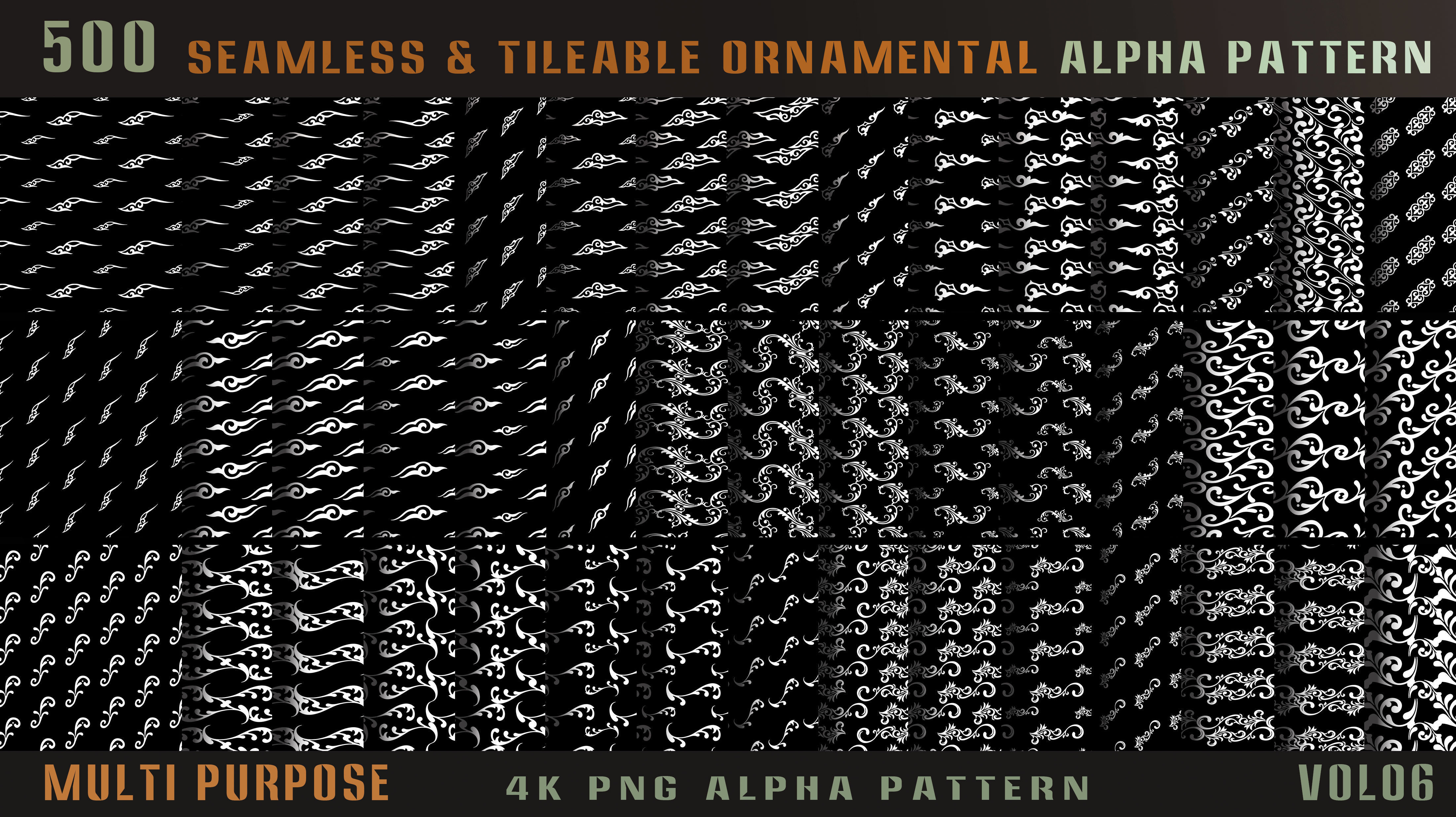 500 Seamless and Tile able Ornamental Alpha Pattern - Vol06 Texture ...