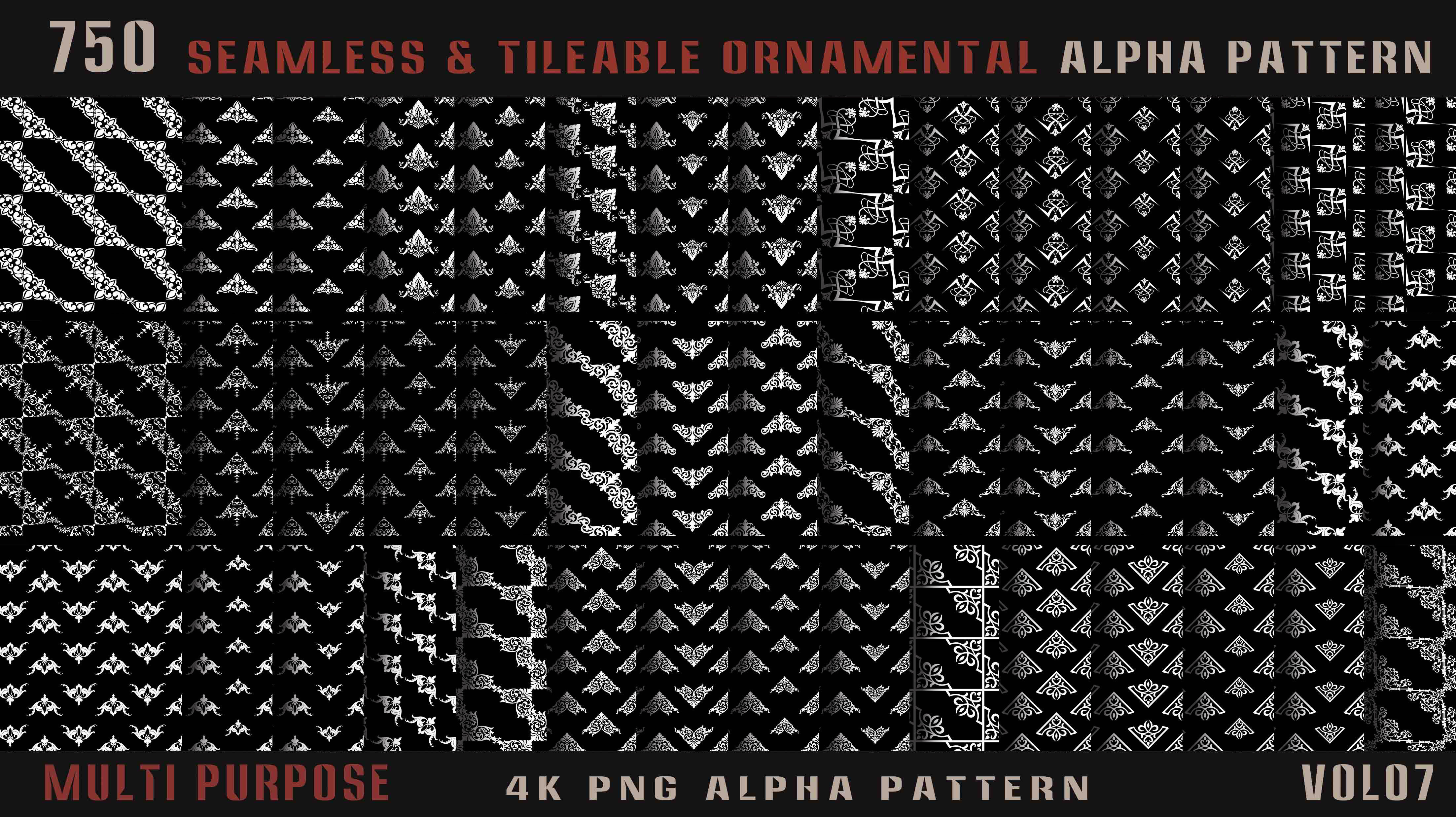 750 Seamless and Tile able Ornamental Alpha Pattern - Vol07 Texture ...
