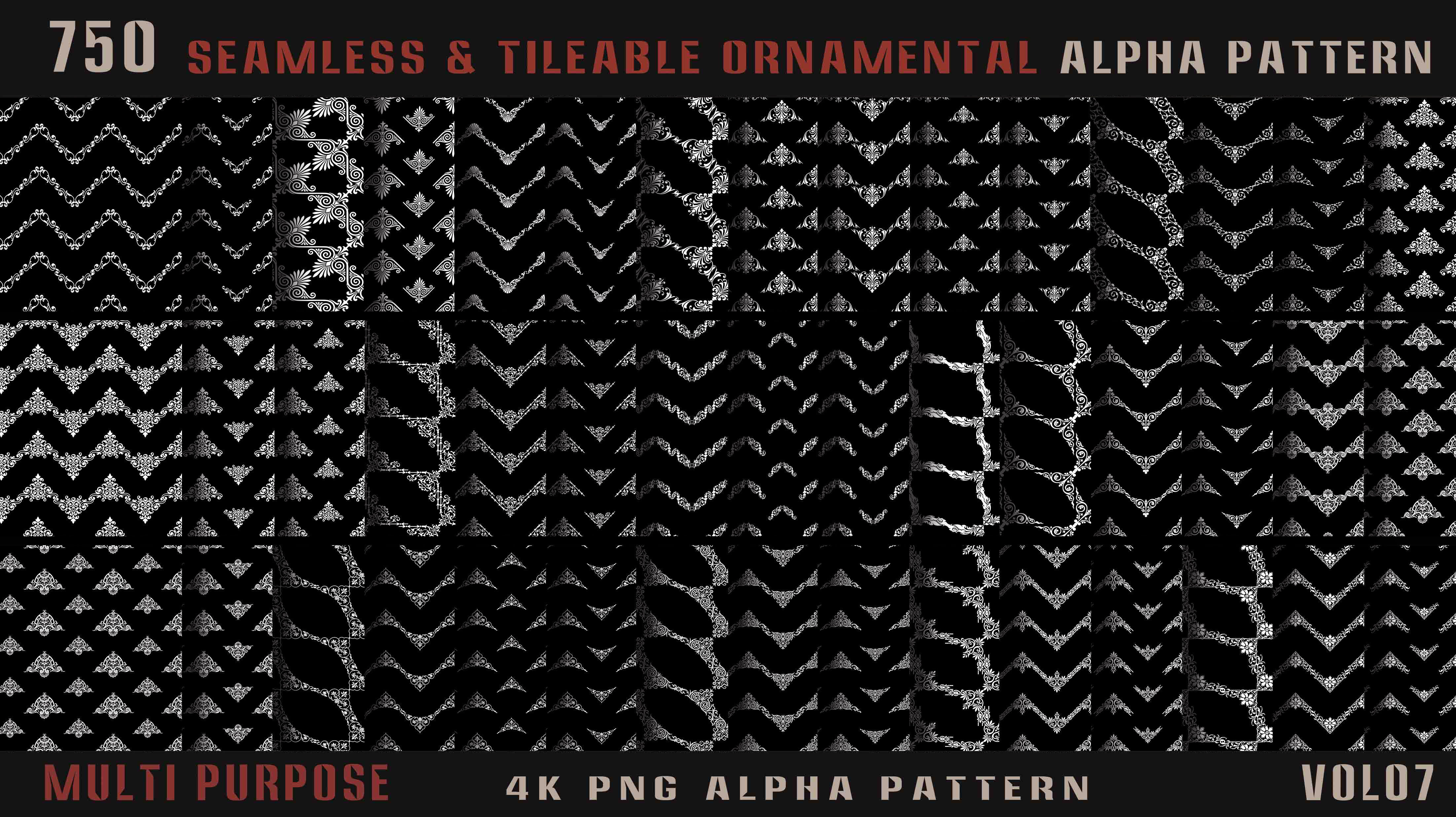 750 Seamless and Tile able Ornamental Alpha Pattern - Vol07 Texture ...
