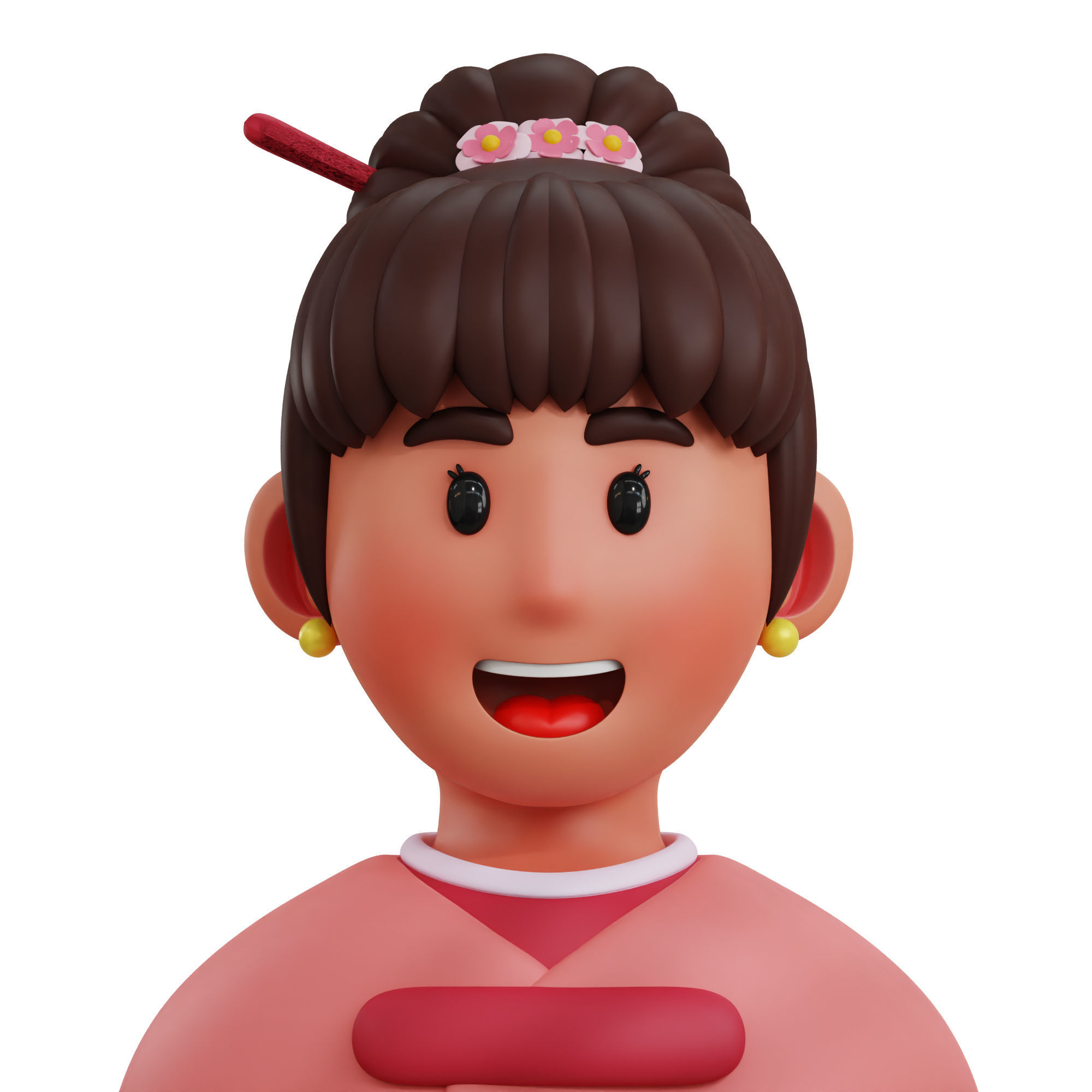 3D model 3D Japanese Female Traditional Costume VR / AR / low-poly ...