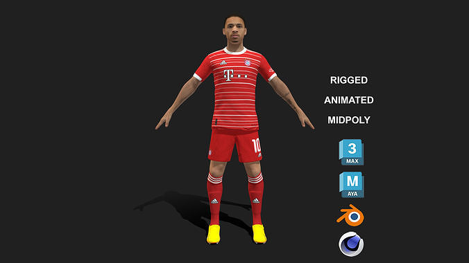 3D Rigged Leroy Sane Bayern Munich 2023 3D model animated rigged | CGTrader