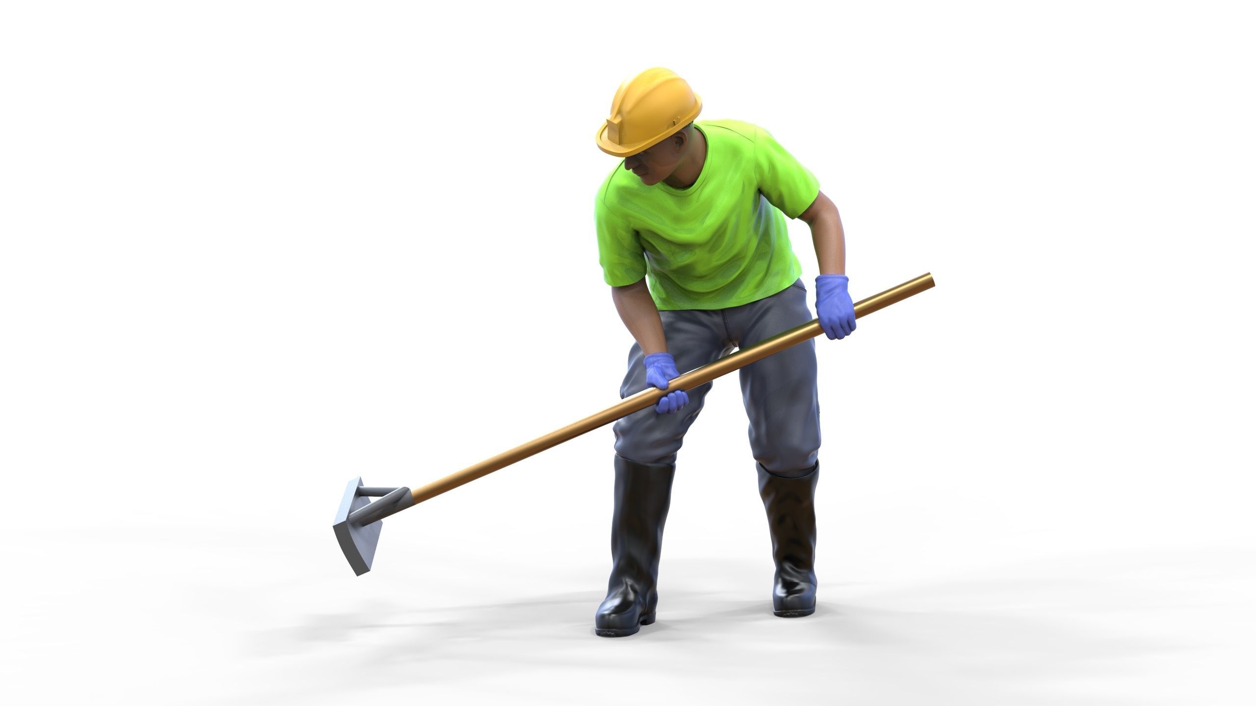 N10 Construction worker with shovel 3D model 3D printable | CGTrader