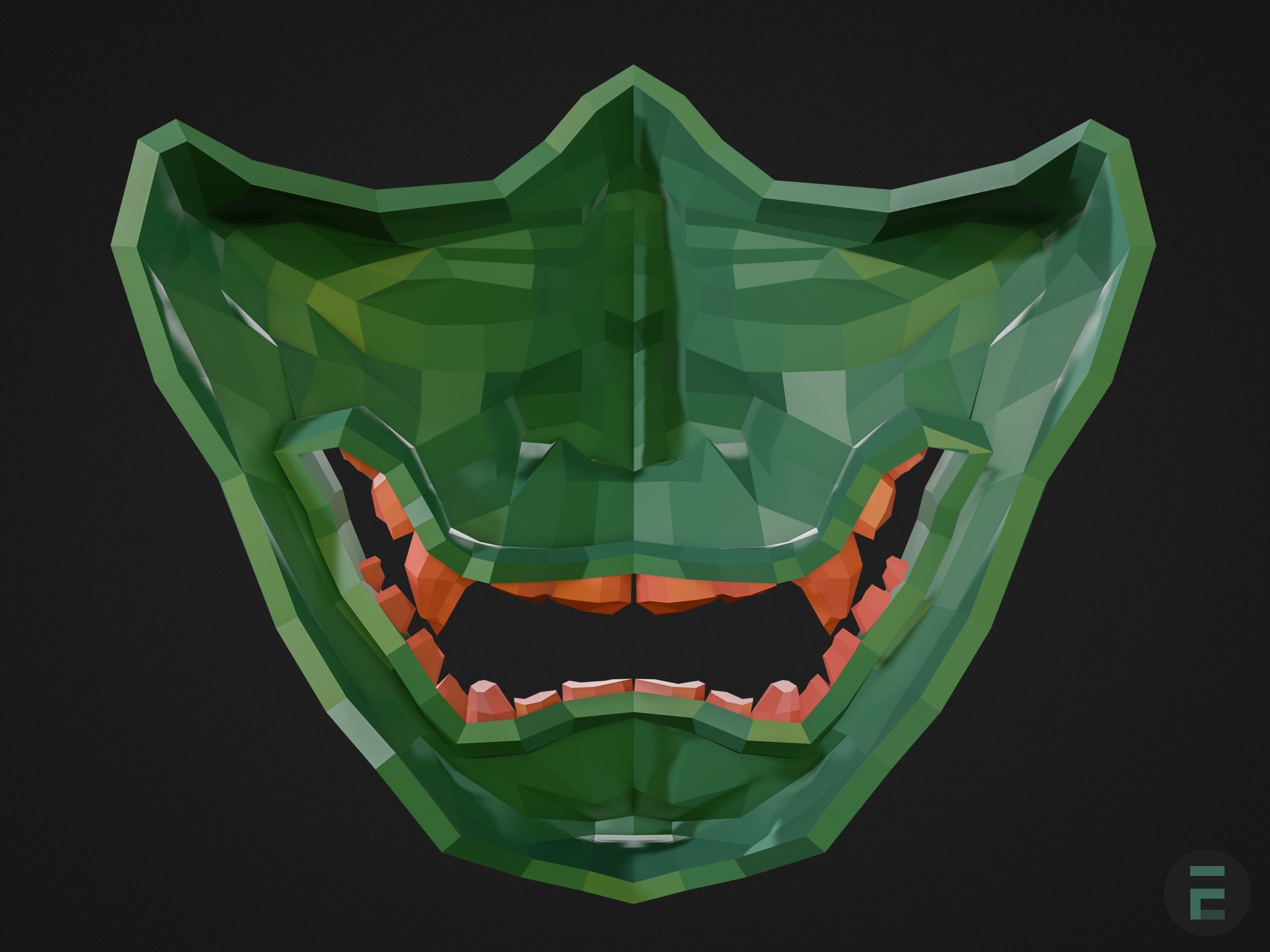3D model Low poly Oni half mask VR / AR / low-poly | CGTrader