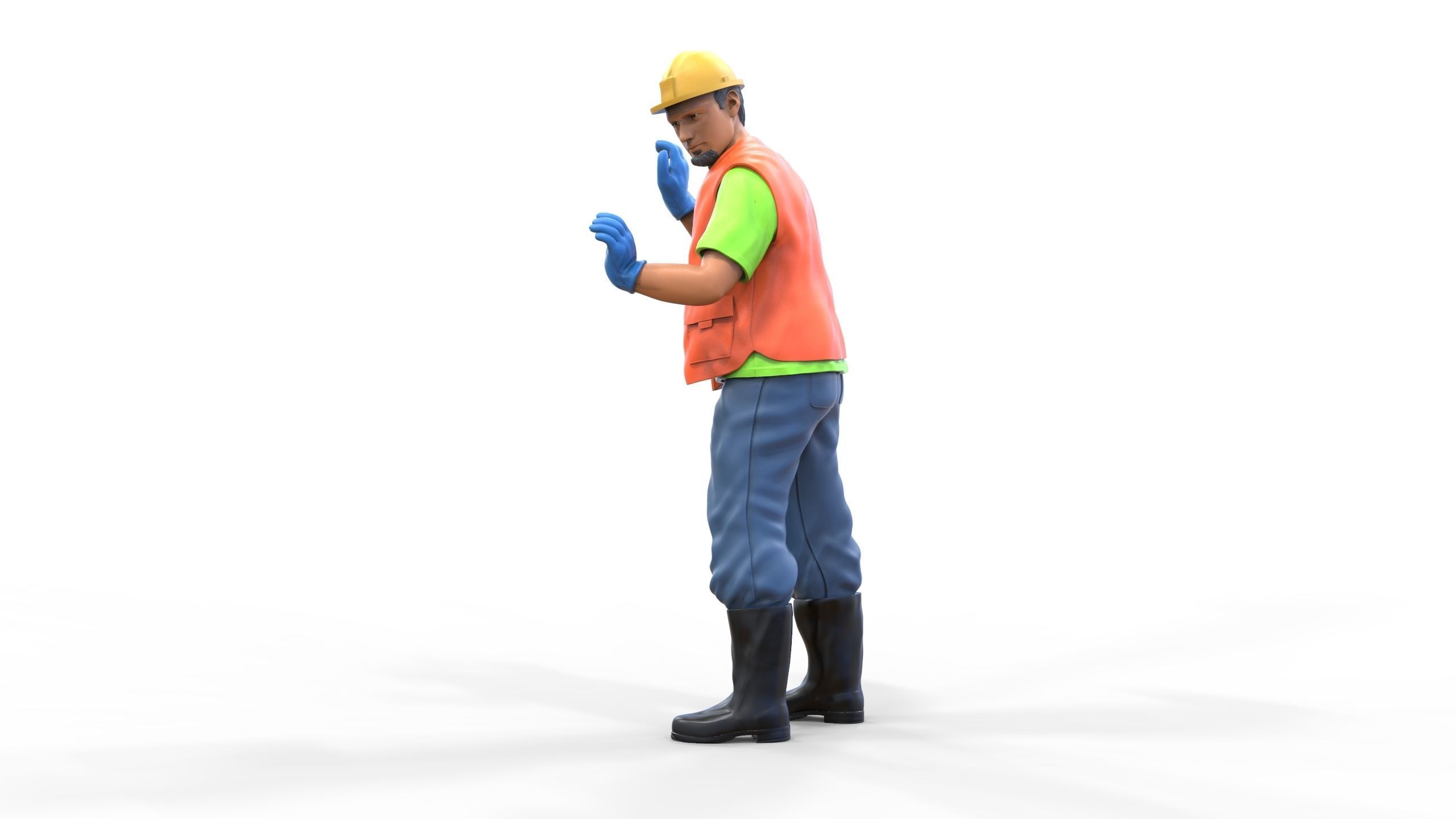 N11 Construction worker pushing something 3D model 3D printable | CGTrader