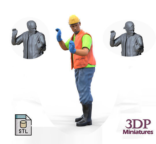 N11 Construction worker pushing something 3D model 3D printable | CGTrader