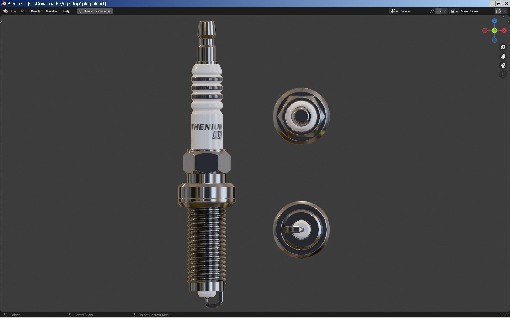 Spark Plug - NGK Ruthenium HX 3D model | CGTrader