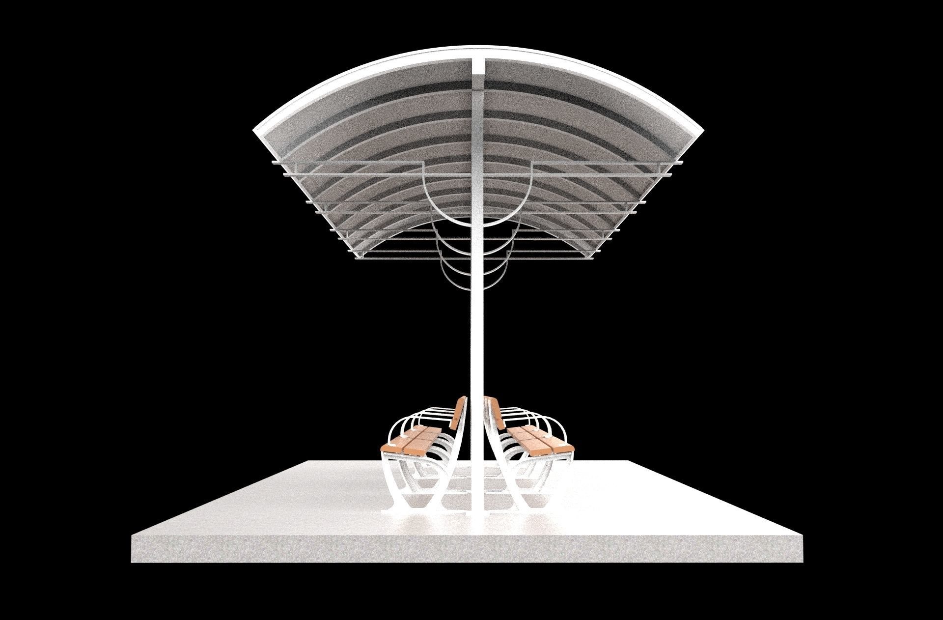 canopy stop bus station shelter halte 3D model | CGTrader