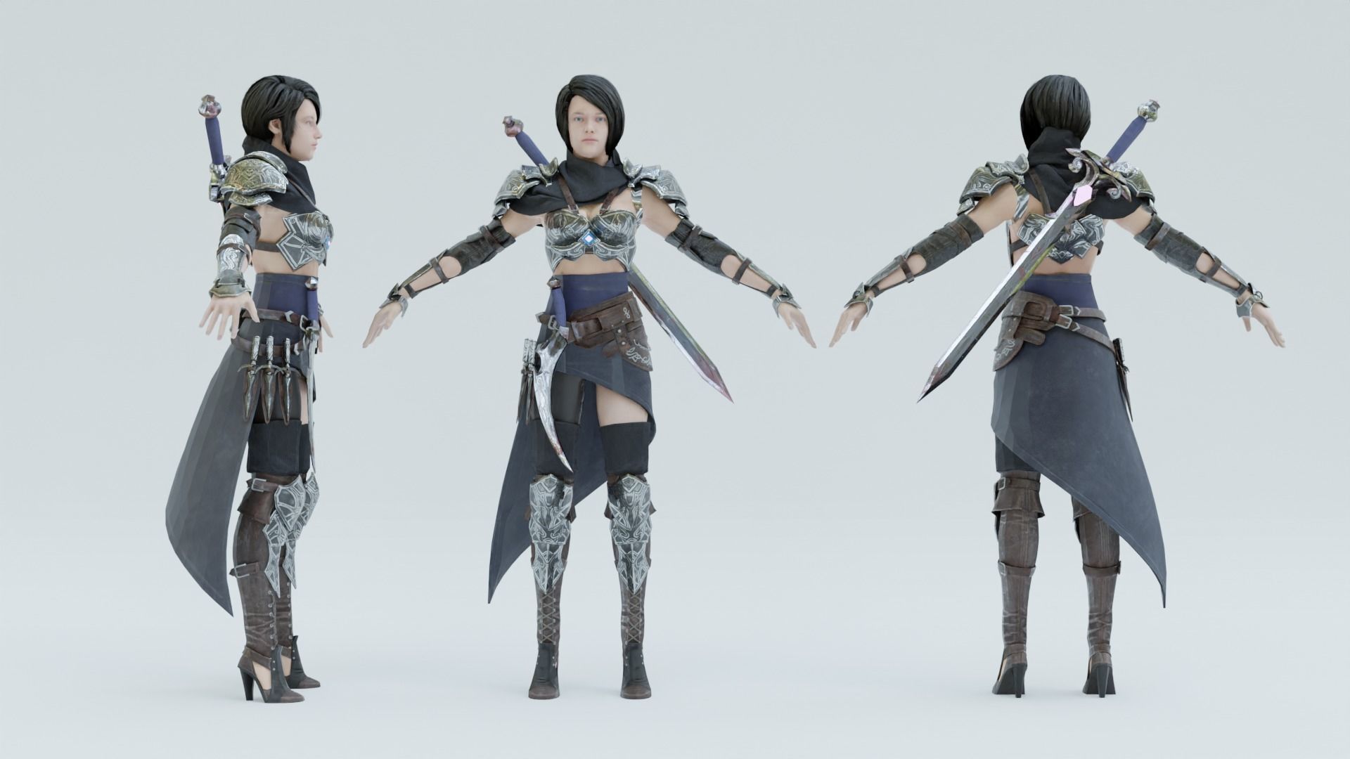 3D model Female warrior1 VR / AR / low-poly | CGTrader