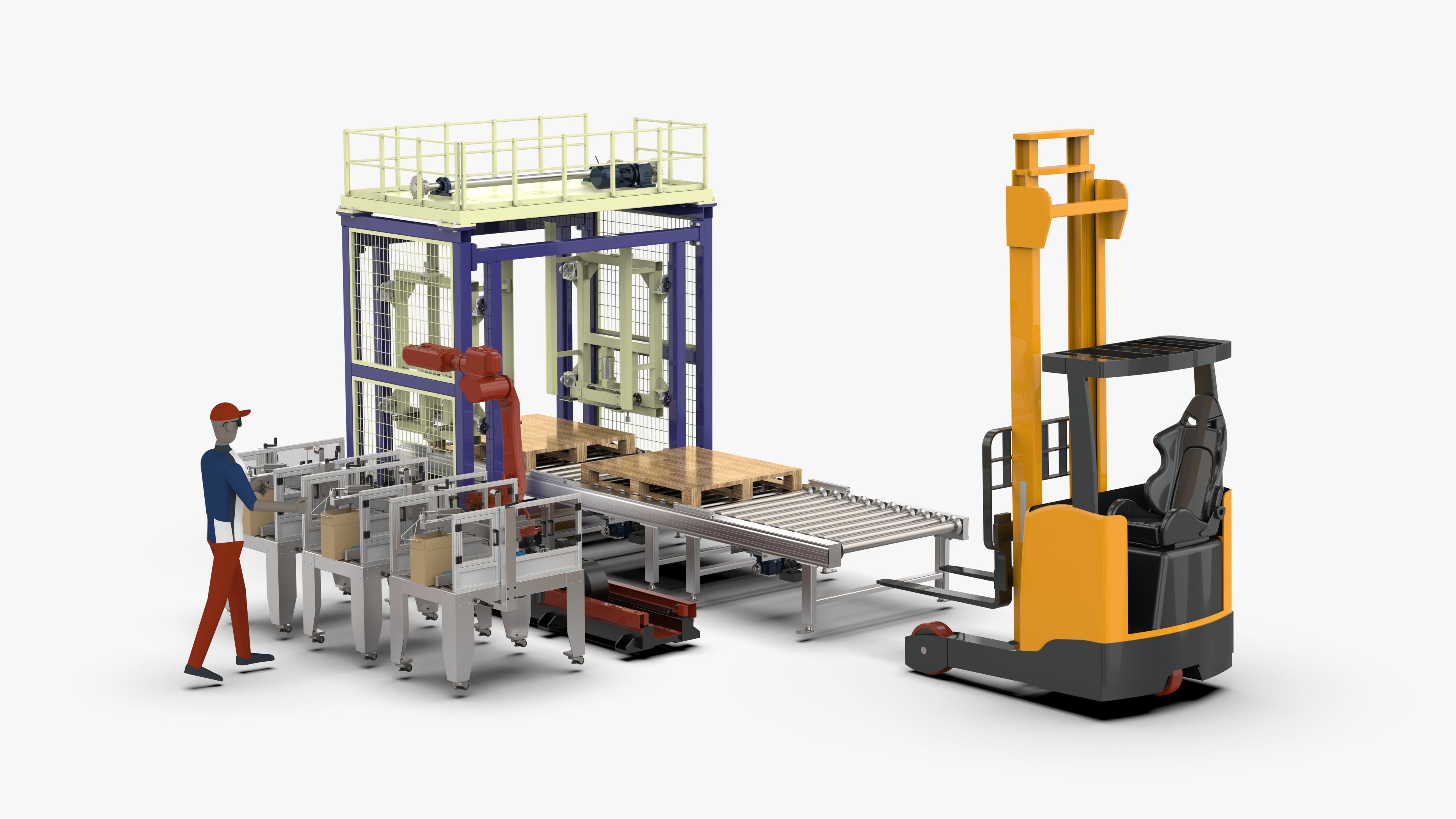 Automatic Cartons Packaging and Palletizing Machine 3D model | CGTrader