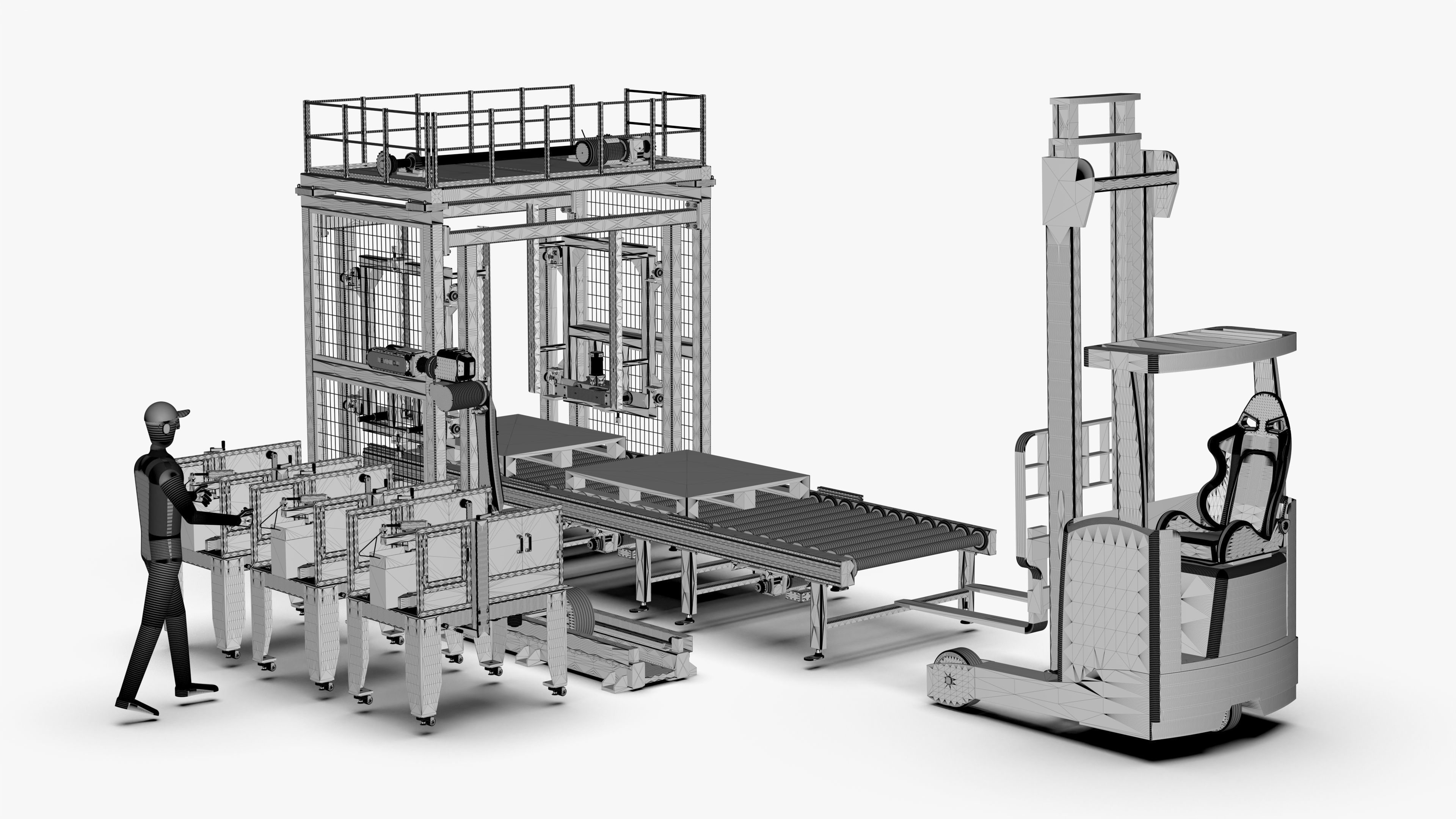Automatic Cartons Packaging and Palletizing Machine 3D model | CGTrader