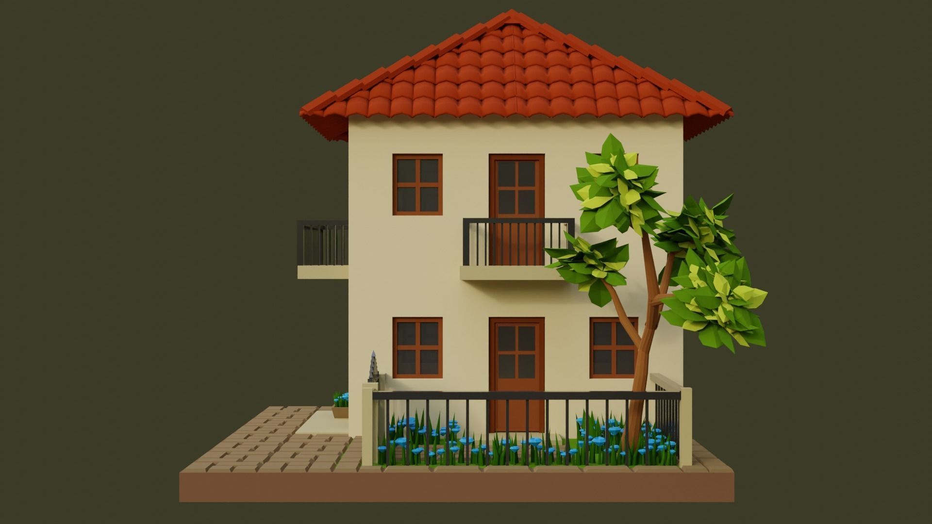 3D model Low Poly cartoon house 2 VR / AR / low-poly | CGTrader