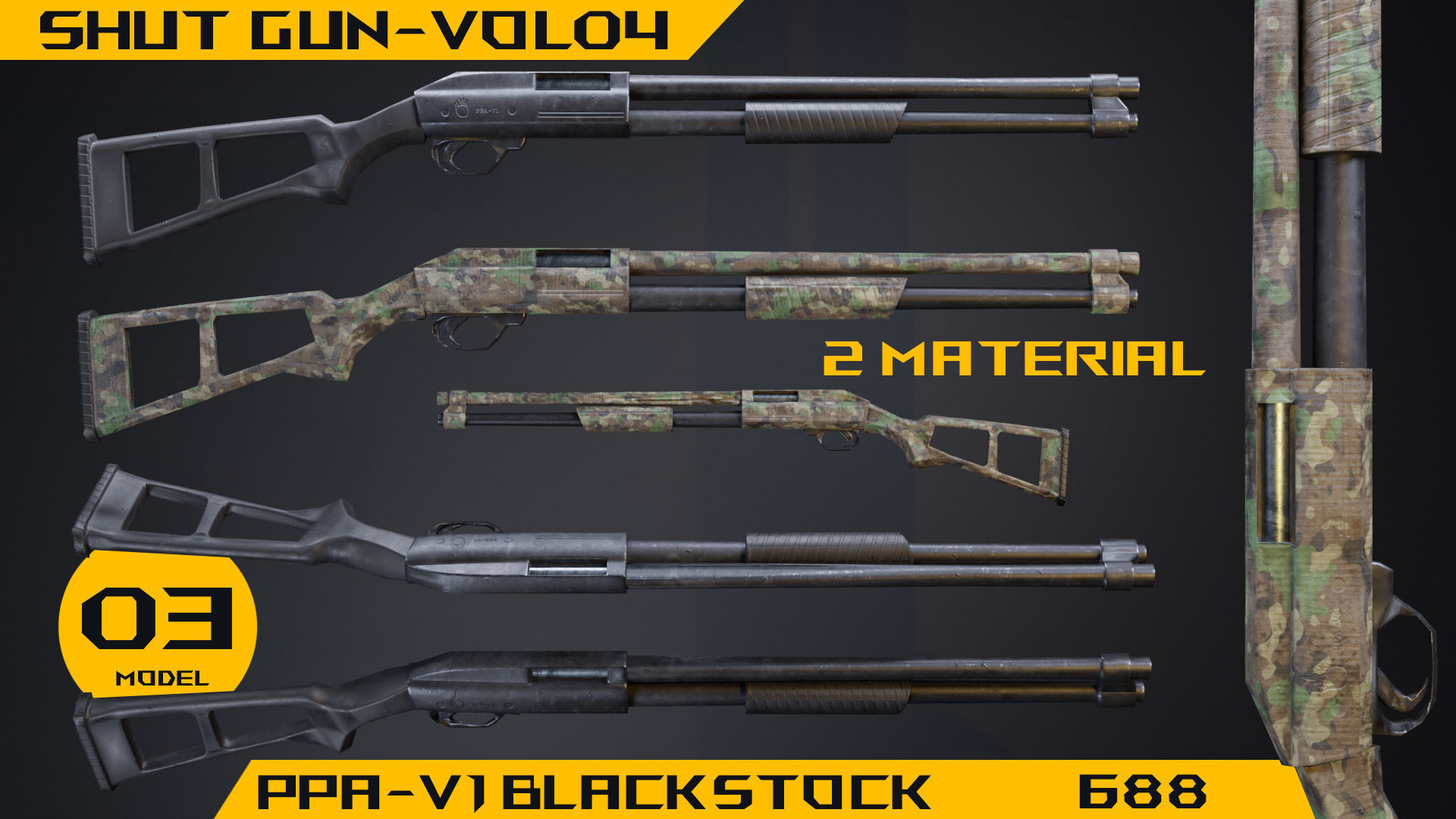 3D model Gun -4 shut gun 3D mode -vol 04 VR / AR / low-poly | CGTrader