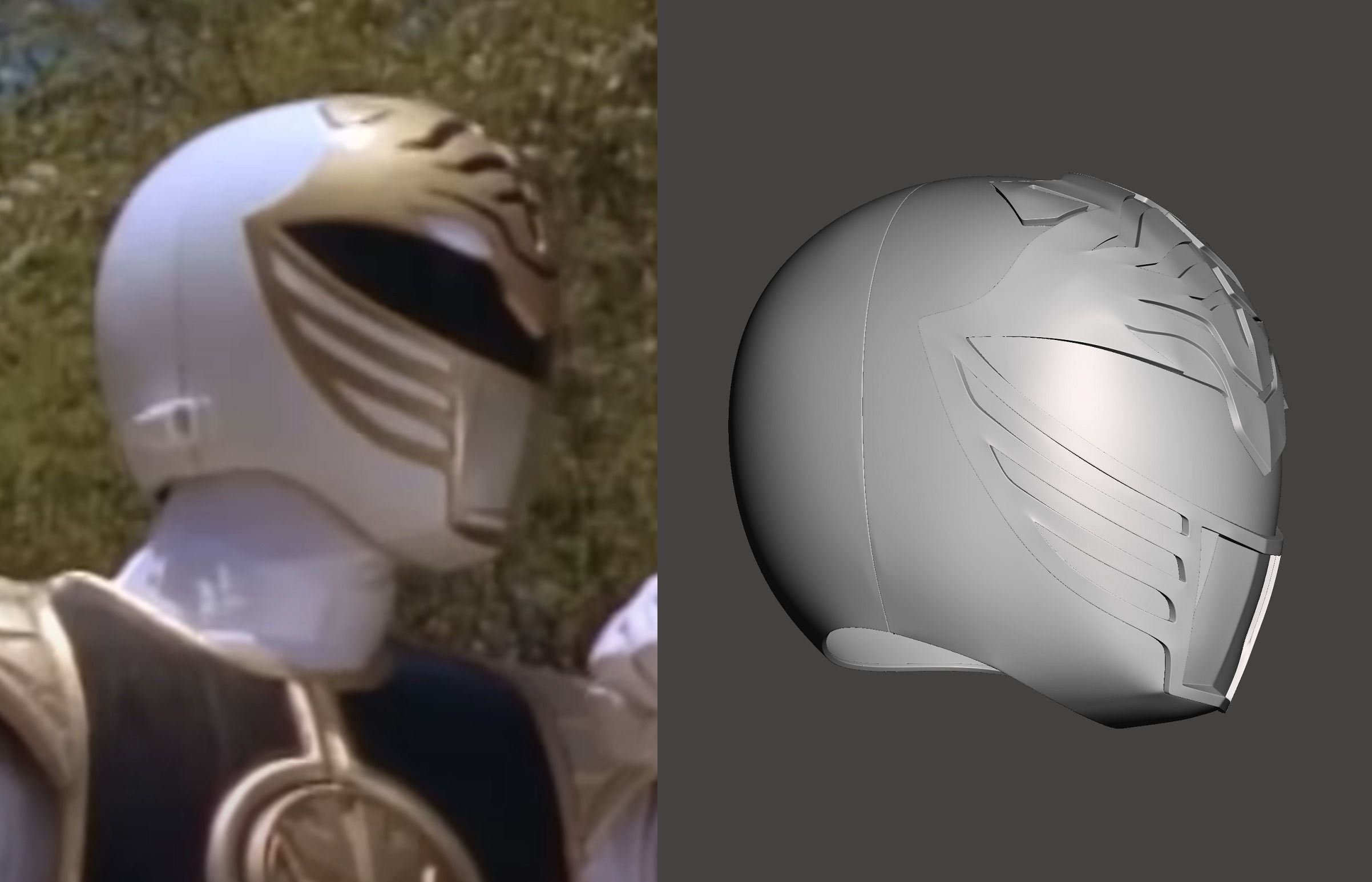 White and Gold Power Ranger Helmet 3D model 3D printable | CGTrader