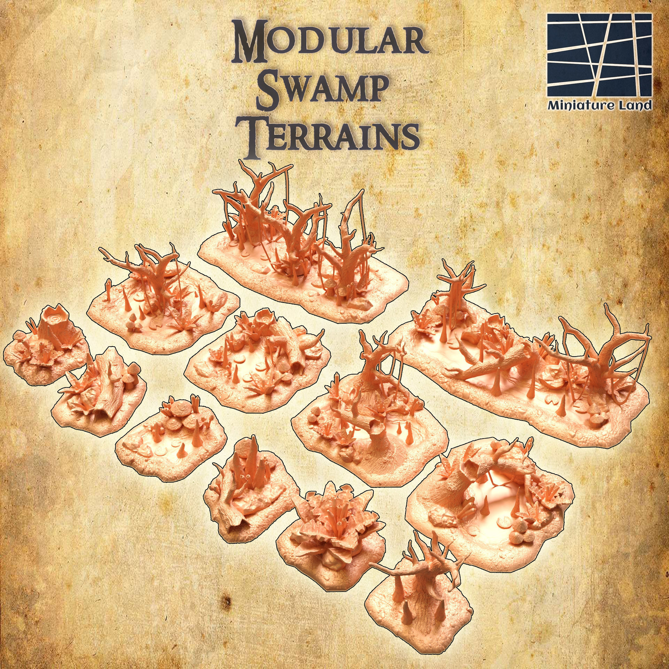 Modular Swamp Terrain Tabletop Terrain 28 MM 3D model 3D printable ...