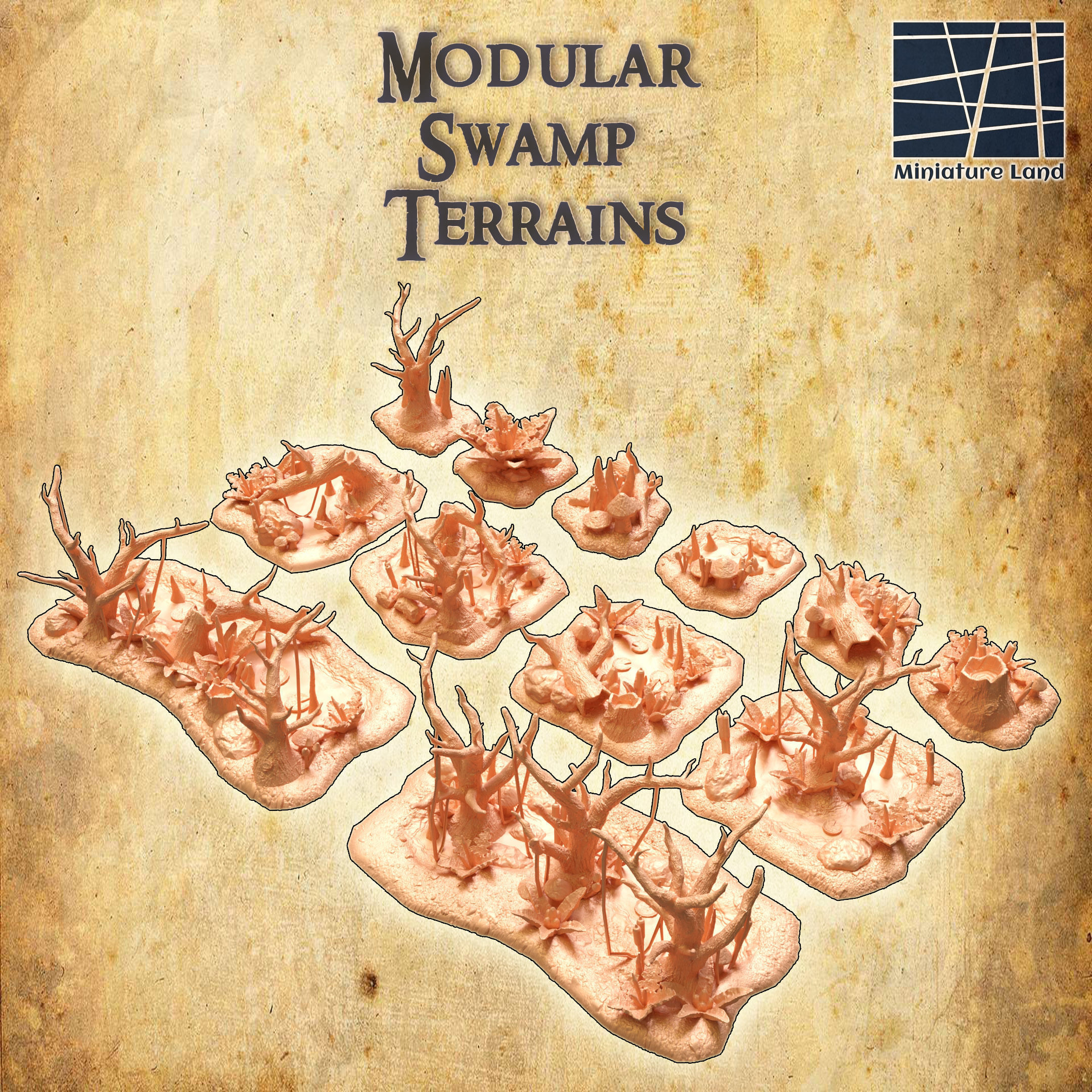 Modular Swamp Terrain Tabletop Terrain 28 MM 3D model 3D printable ...
