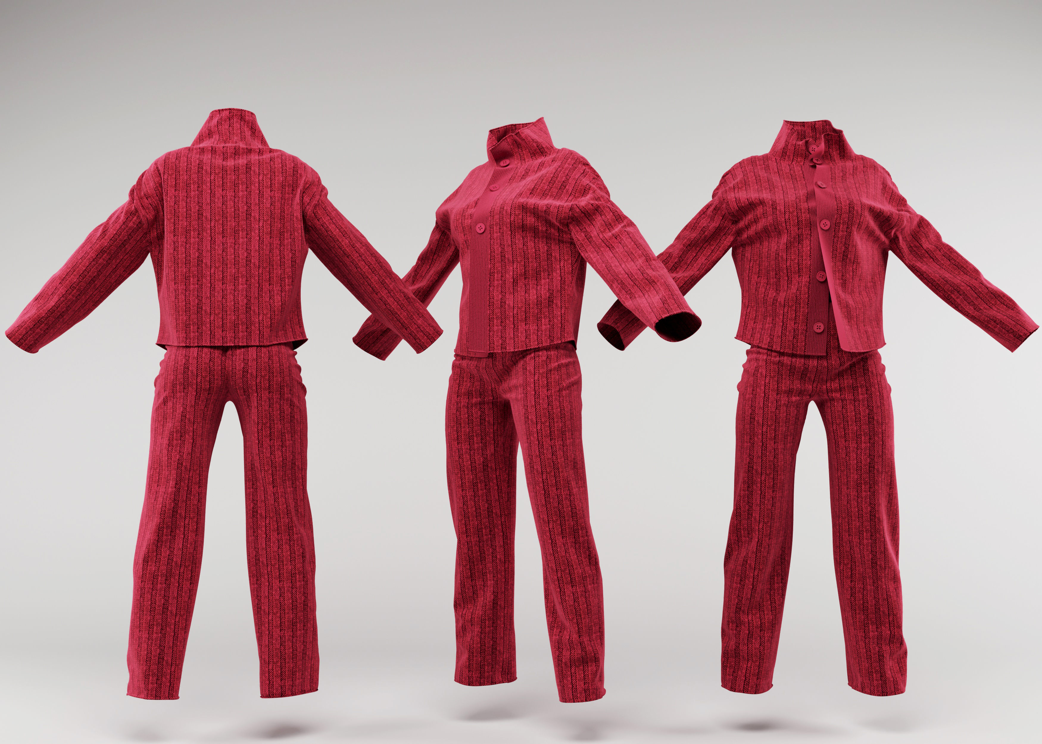 3 realistic knit outfits 3D model rigged | CGTrader